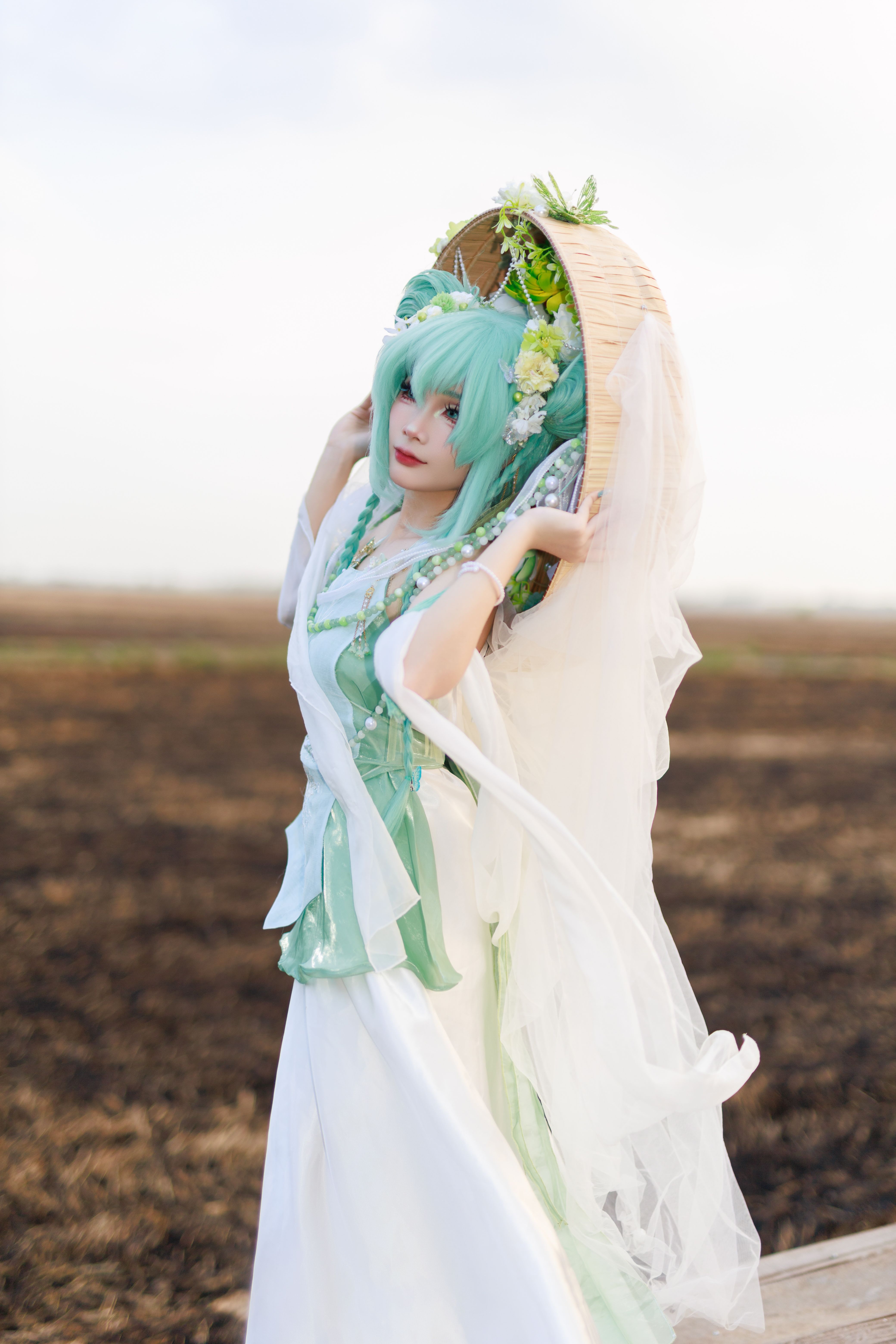 Elegant Cosplay in Nature with Floral Accessories · Free Stock Photo