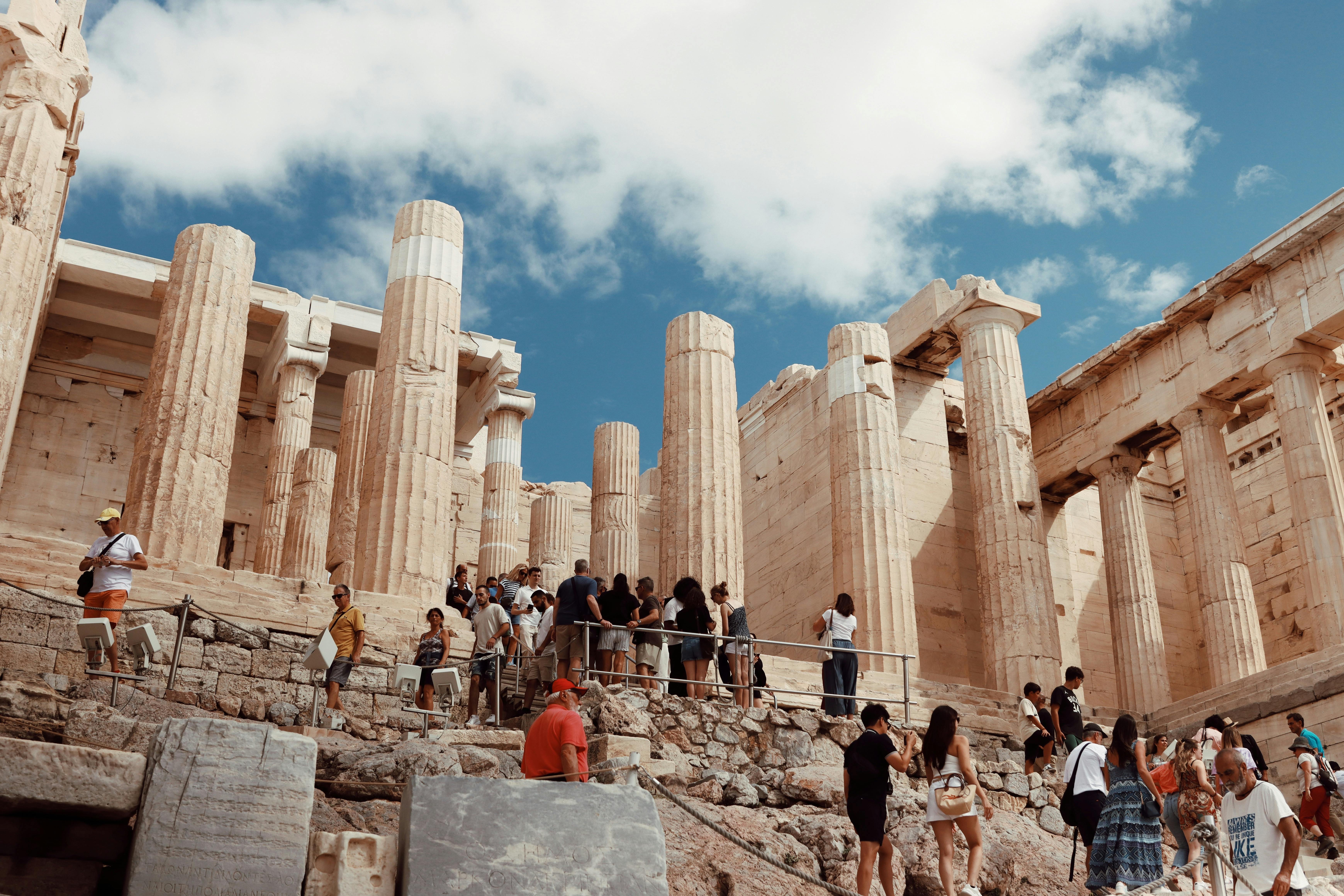 Visitors Exploring the Parthenon in Athens · Free Stock Photo