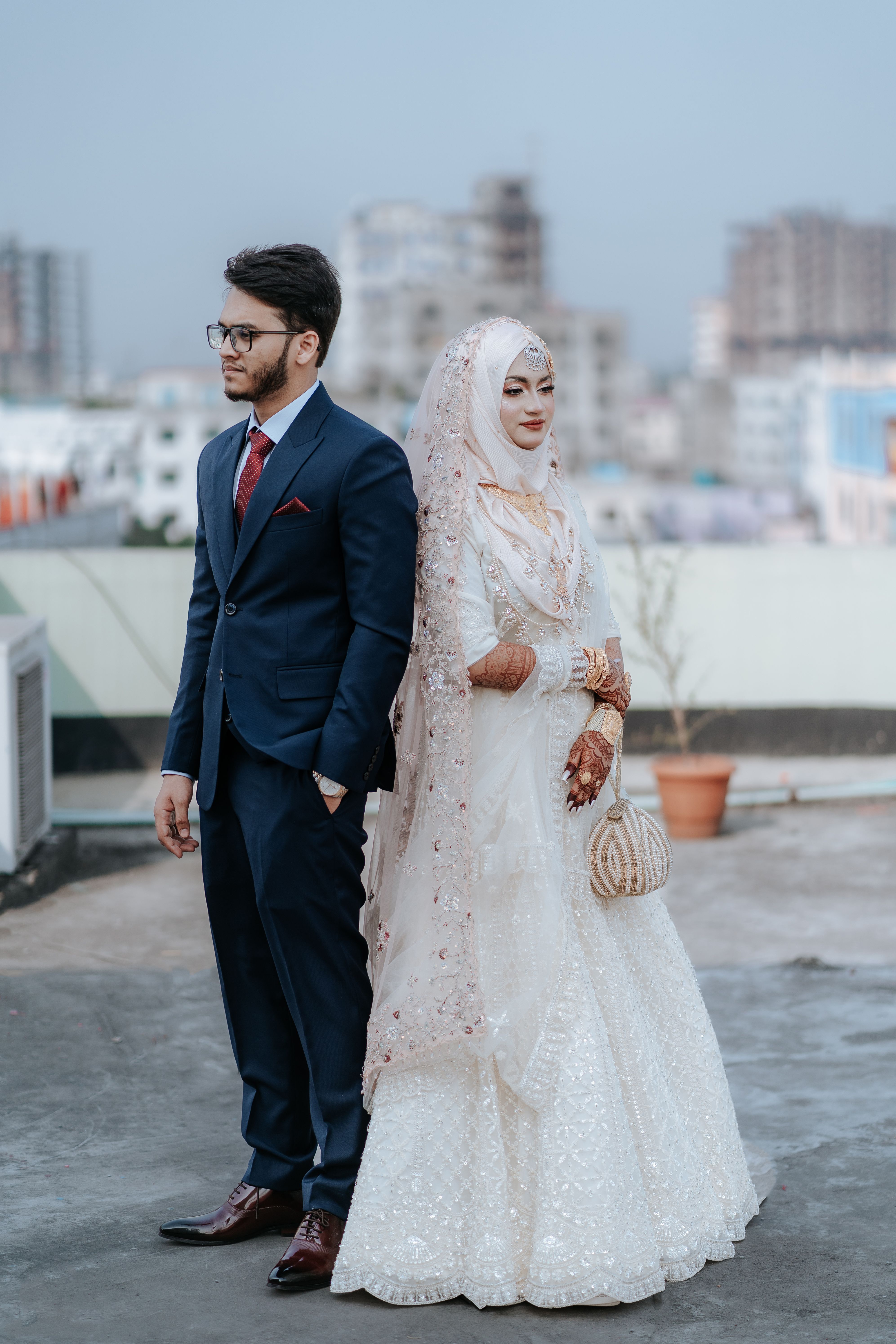 Elegant Wedding Couple in Formal Attire · Free Stock Photo