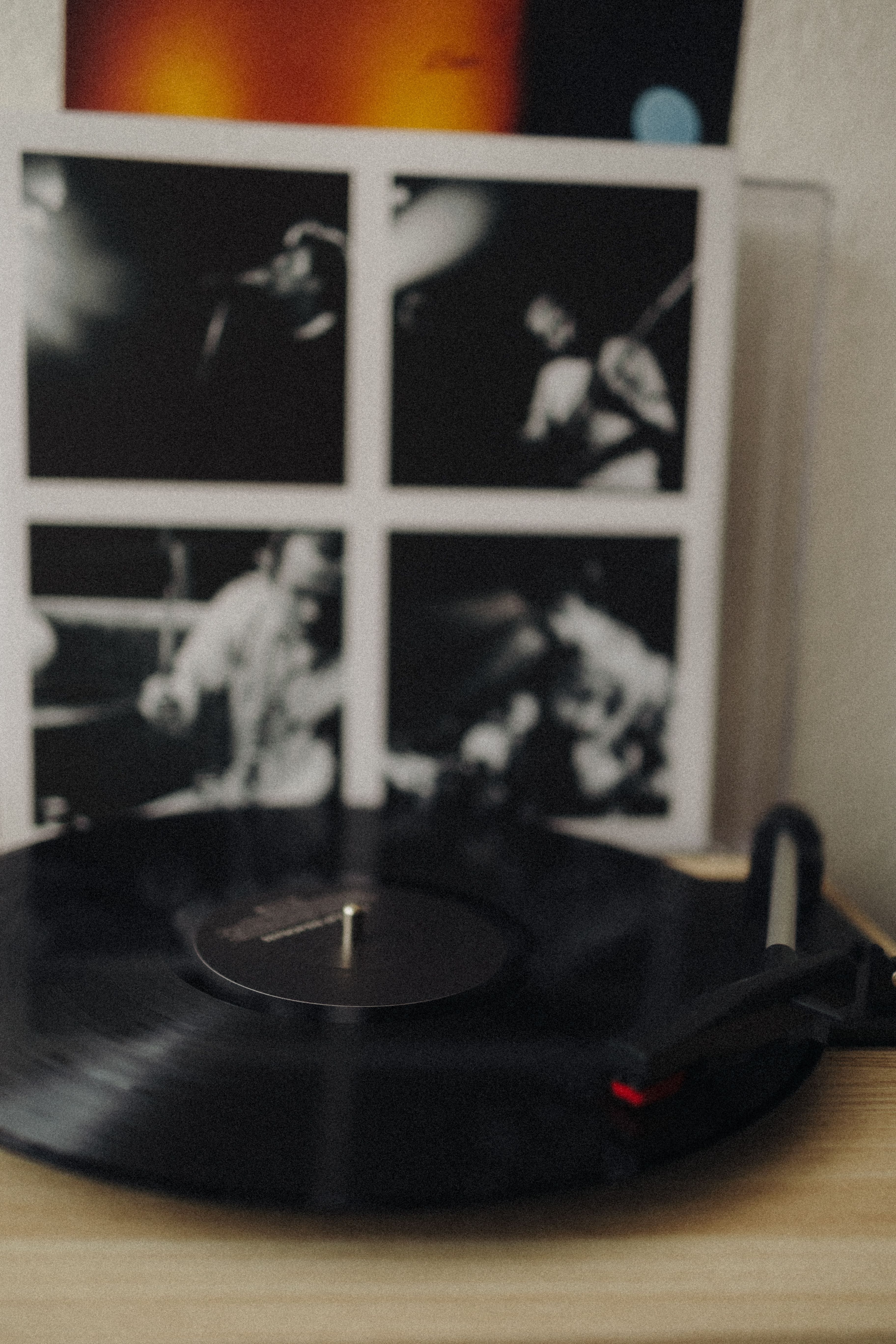 Vinyl Record Player with Classic Album Art · Free Stock Photo
