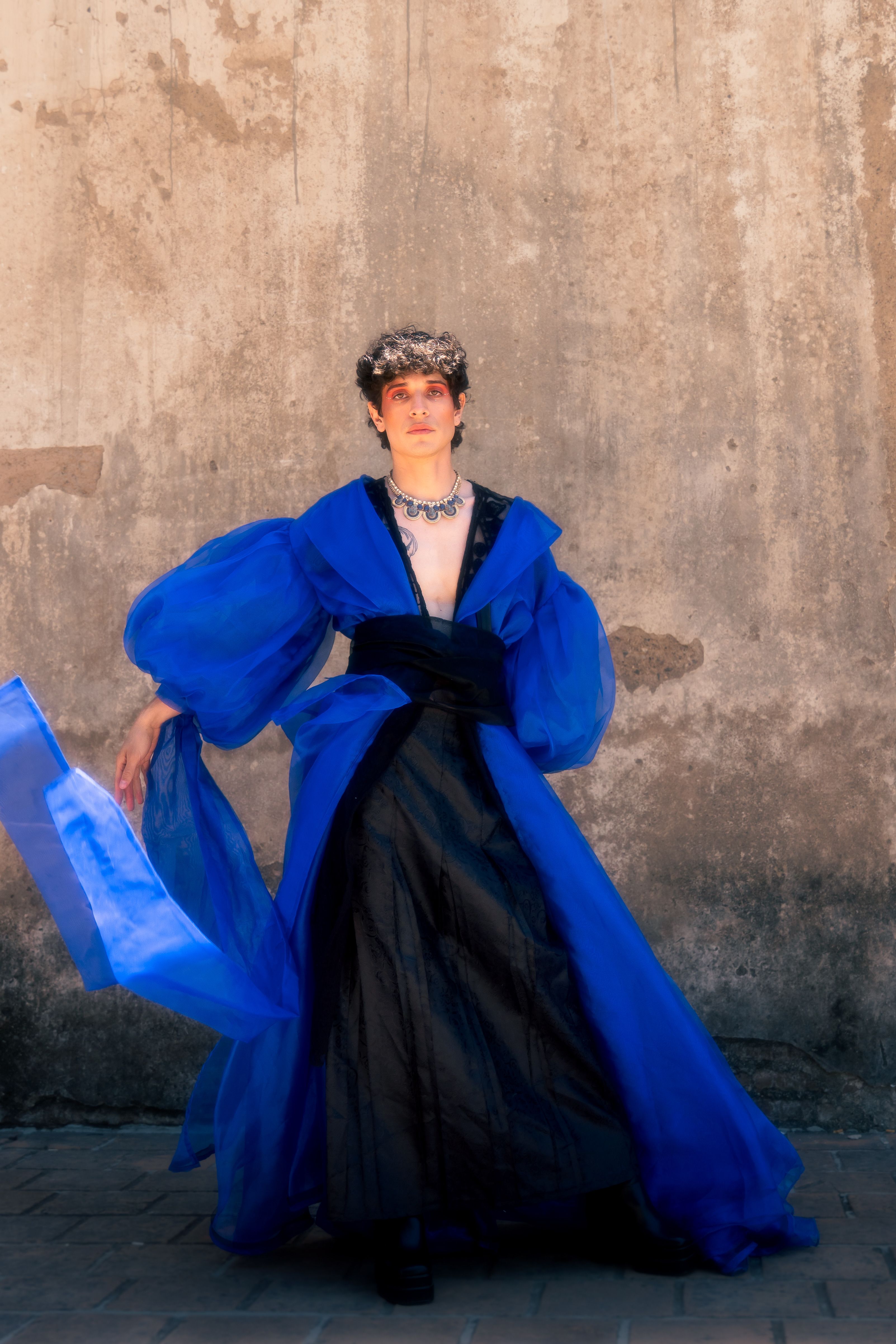 Stunning Editorial Fashion Portrait in Blue · Free Stock Photo