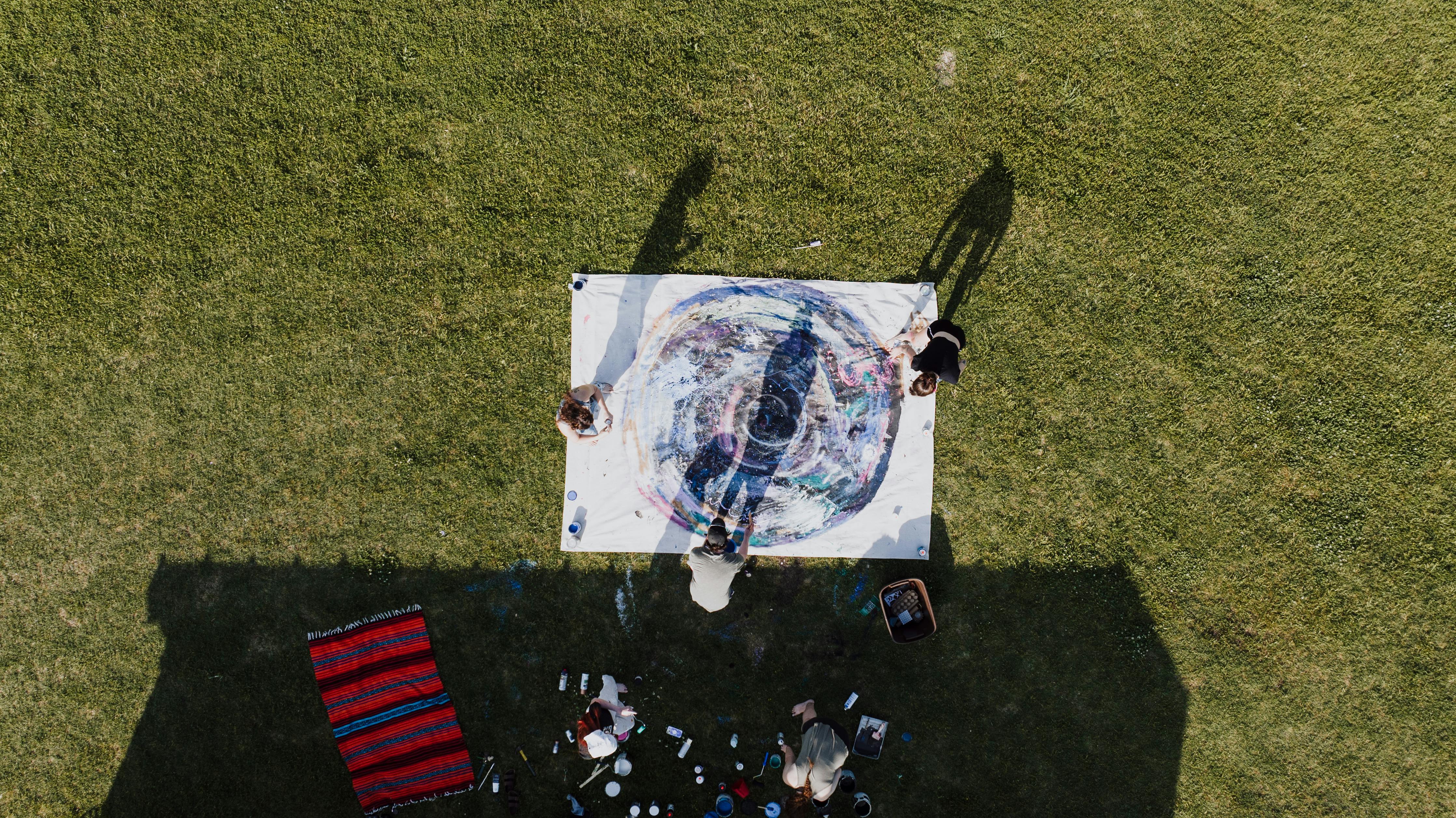 Outdoor Art Creation Aerial View with Group · Free Stock Photo