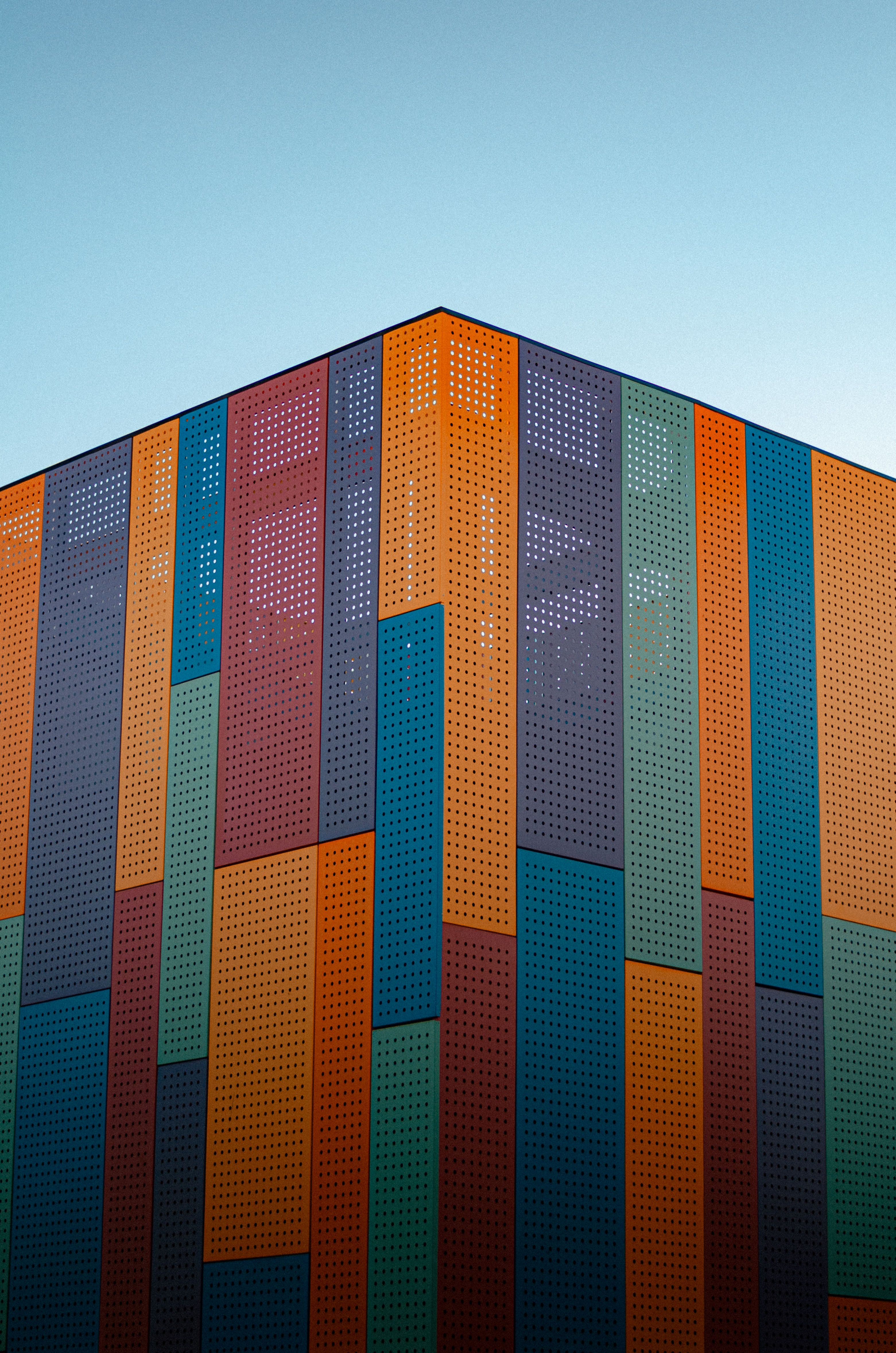 Colorful Modern Geometric Building Facade · Free Stock Photo