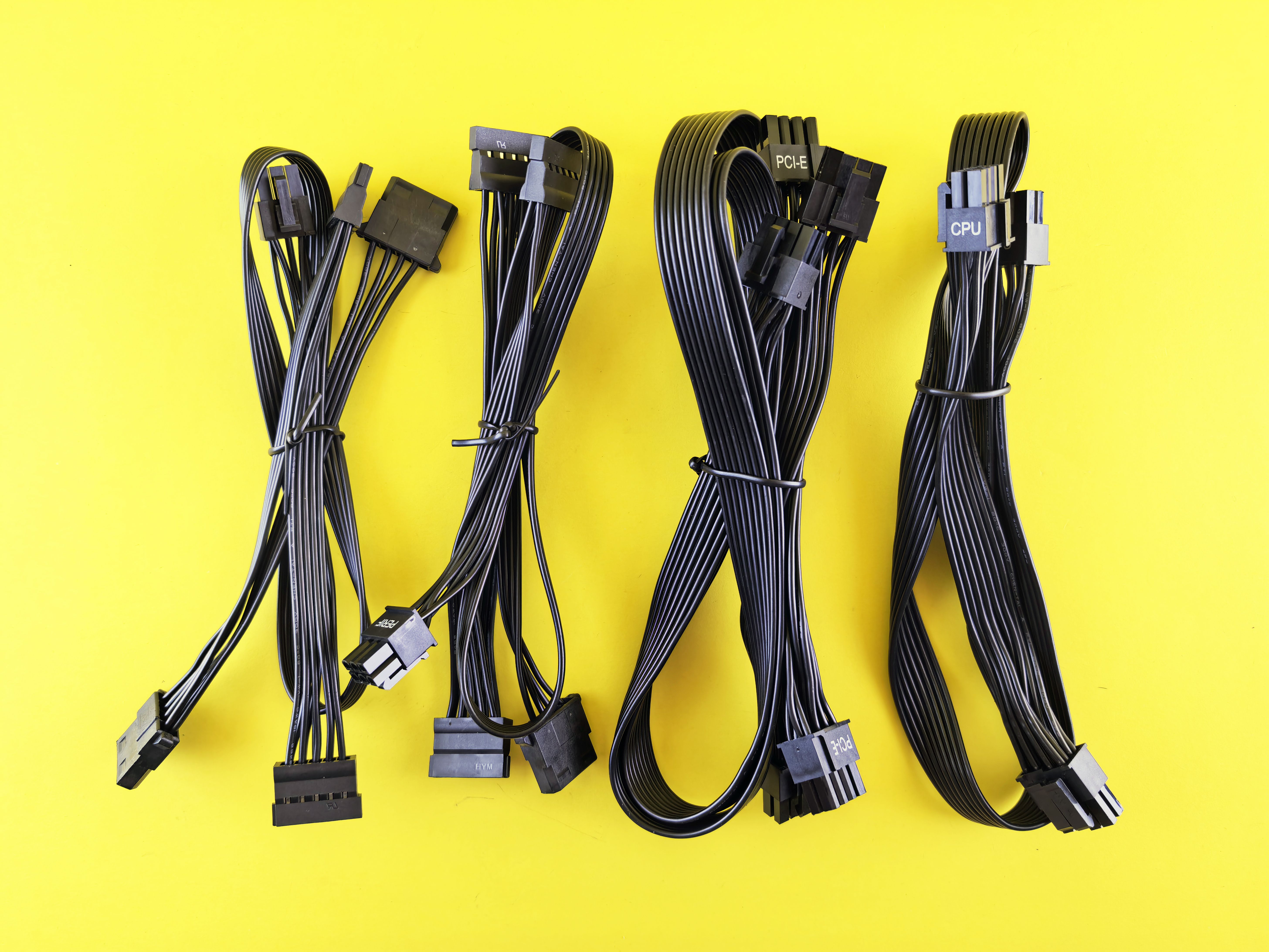 Black Cables on Yellow Background - Minimalist Tech · Free Stock Photo