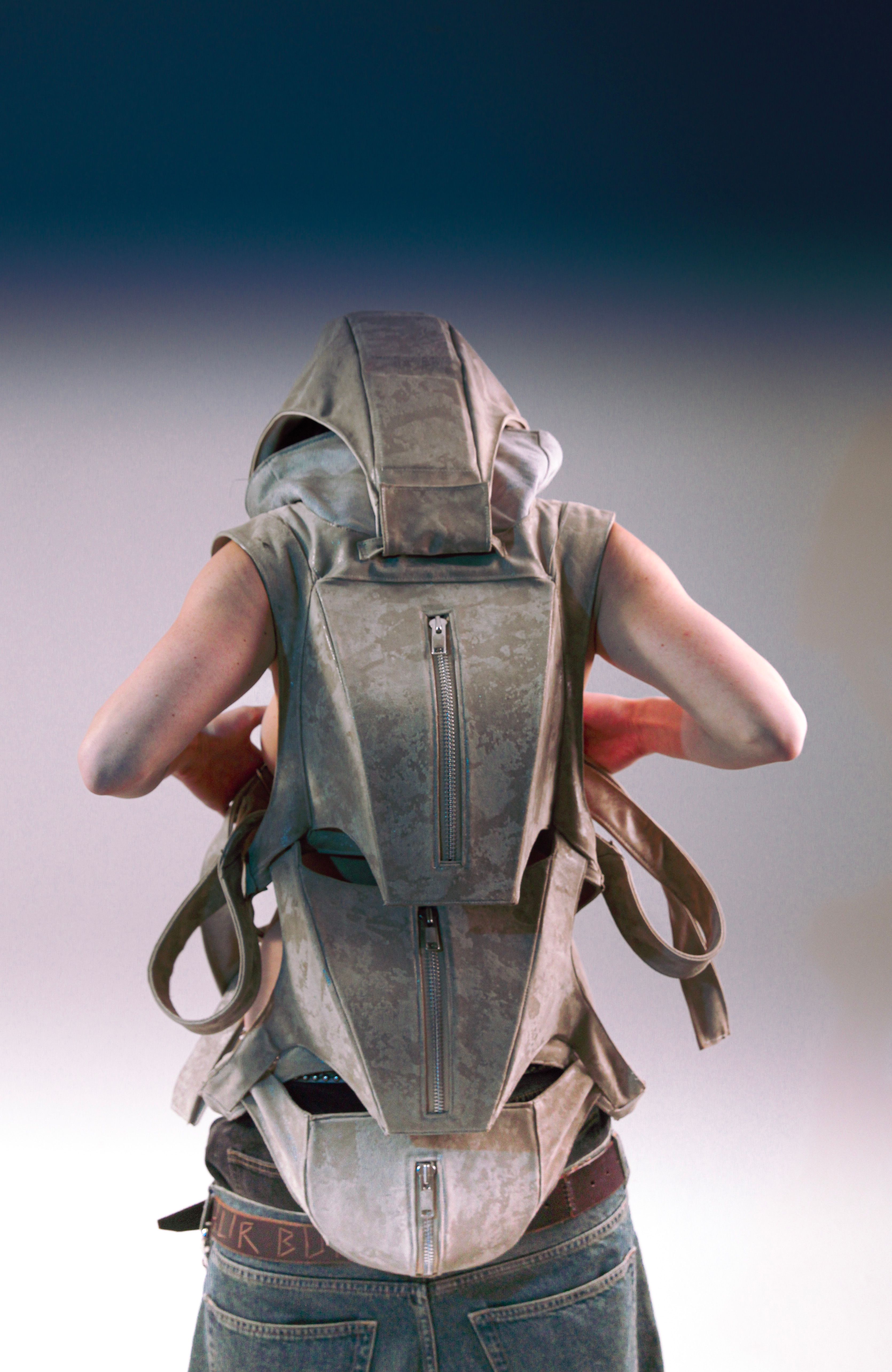 Person Wearing Unique Multi-Pocket Backpack · Free Stock Photo