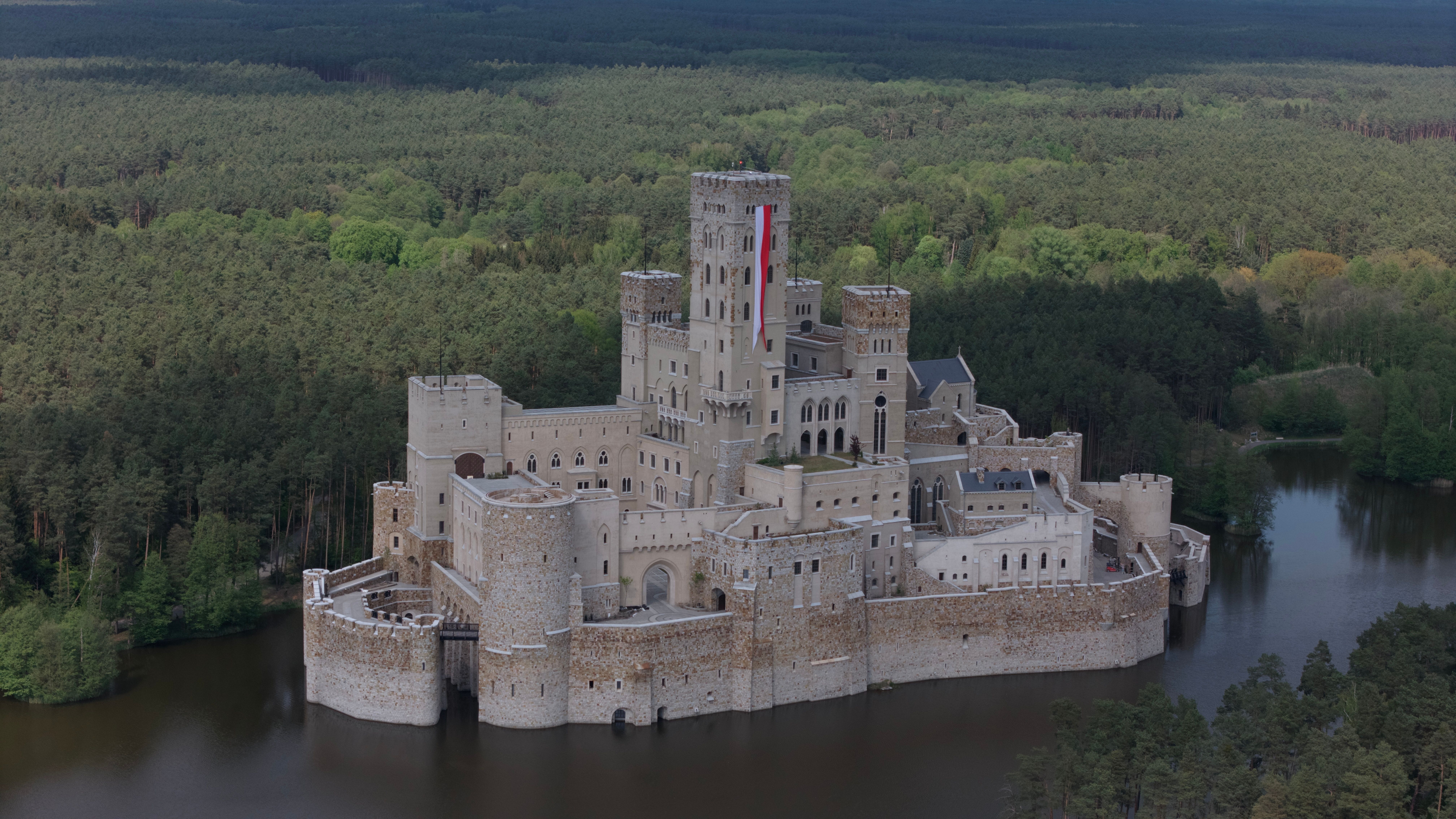 Aerial View of Majestic Medieval Castle in Forest · Free Stock Photo