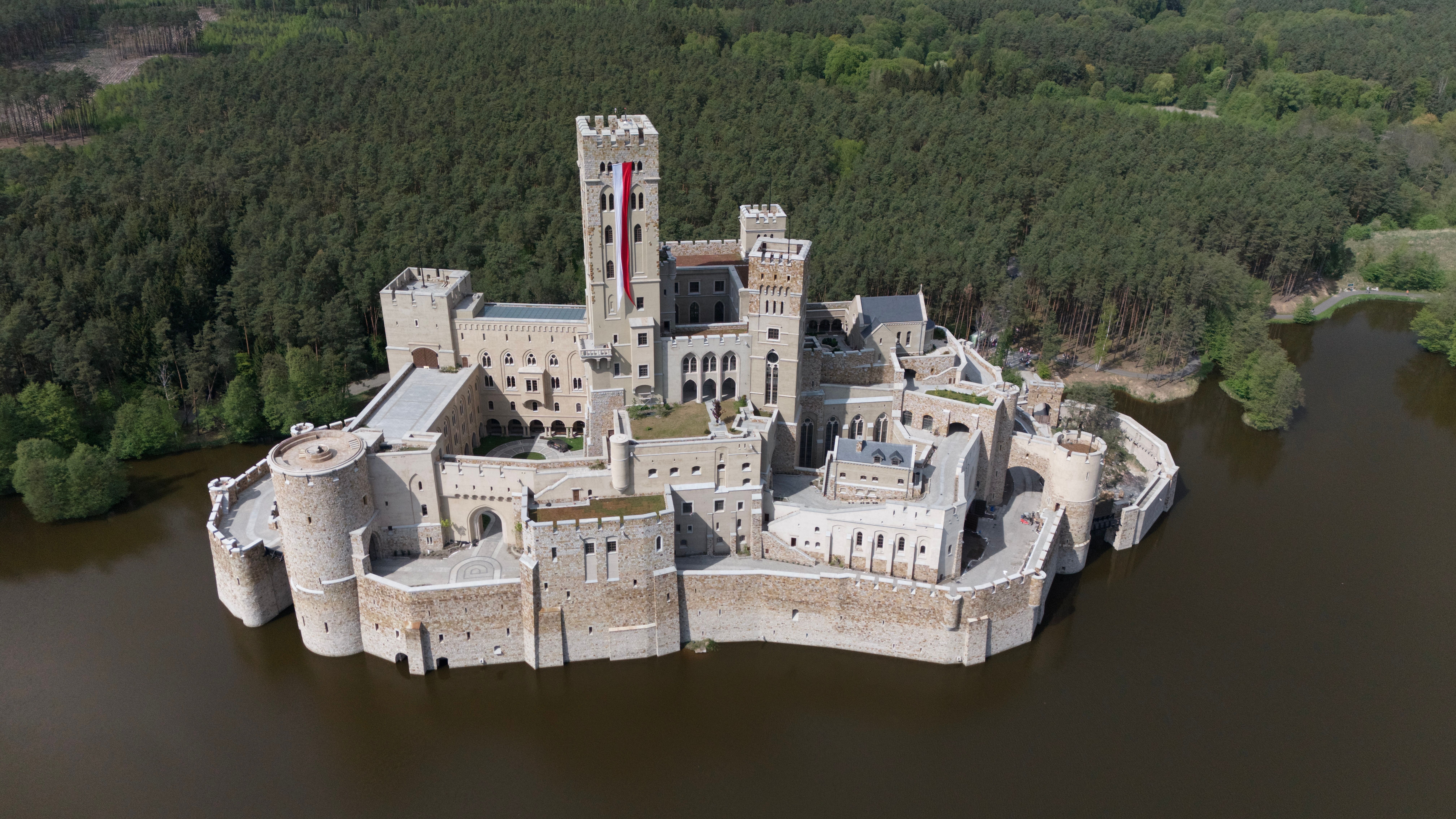 Aerial View of Majestic Medieval Castle in Forest · Free Stock Photo