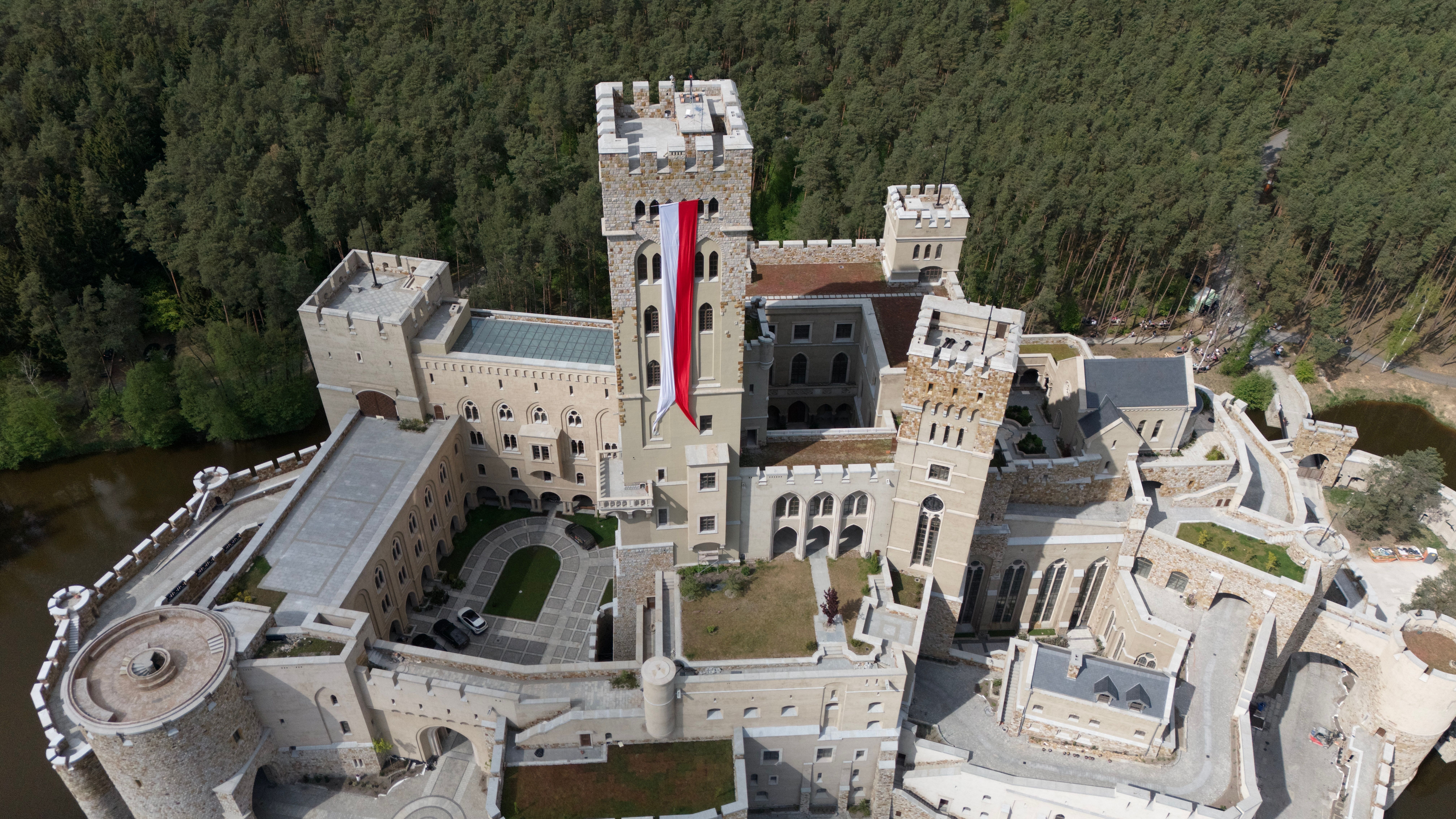Aerial View of Medieval Castle Surrounded by Forest · Free Stock Photo