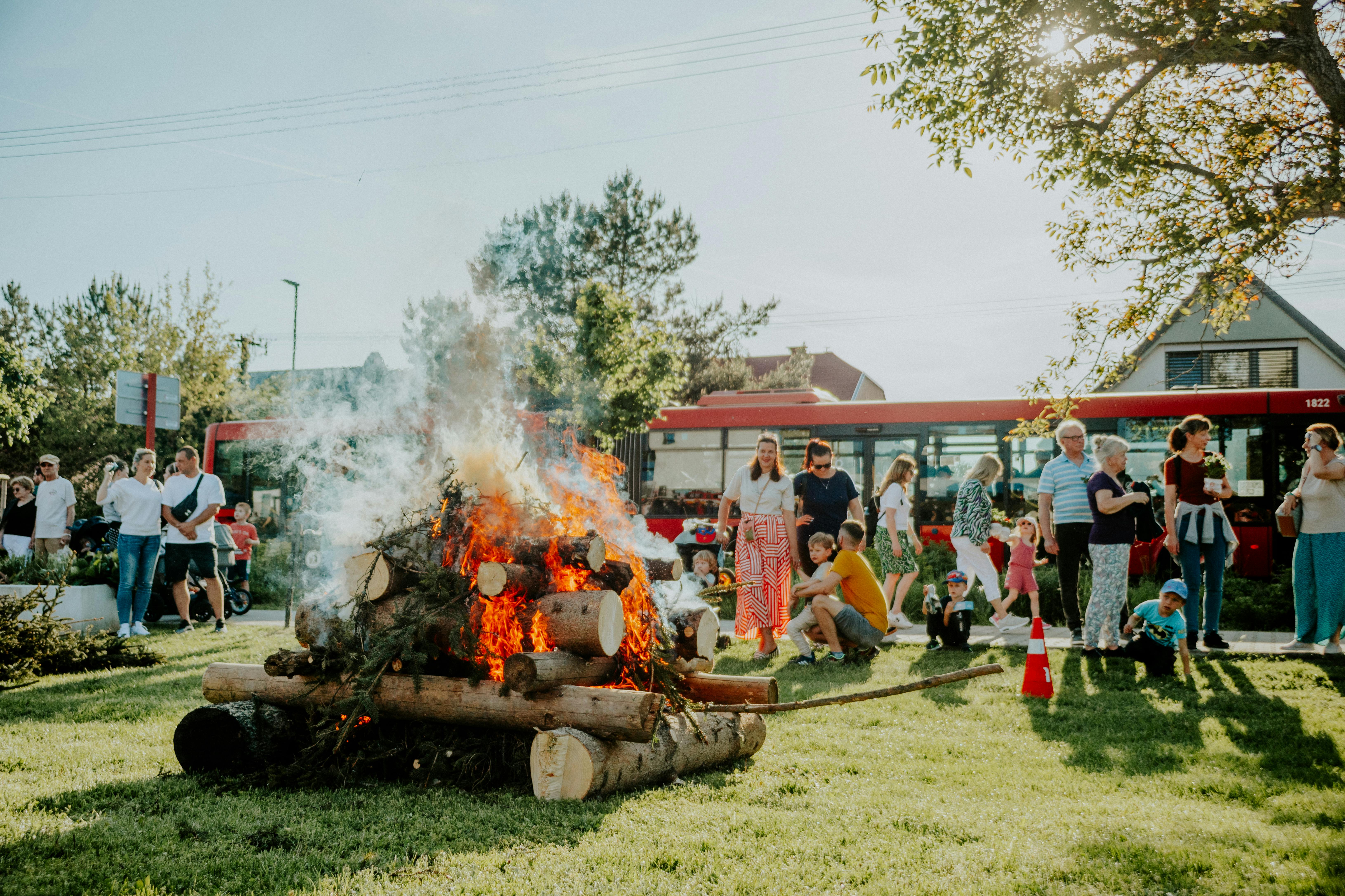 Community Gathering Around Bonfire Celebration · Free Stock Photo