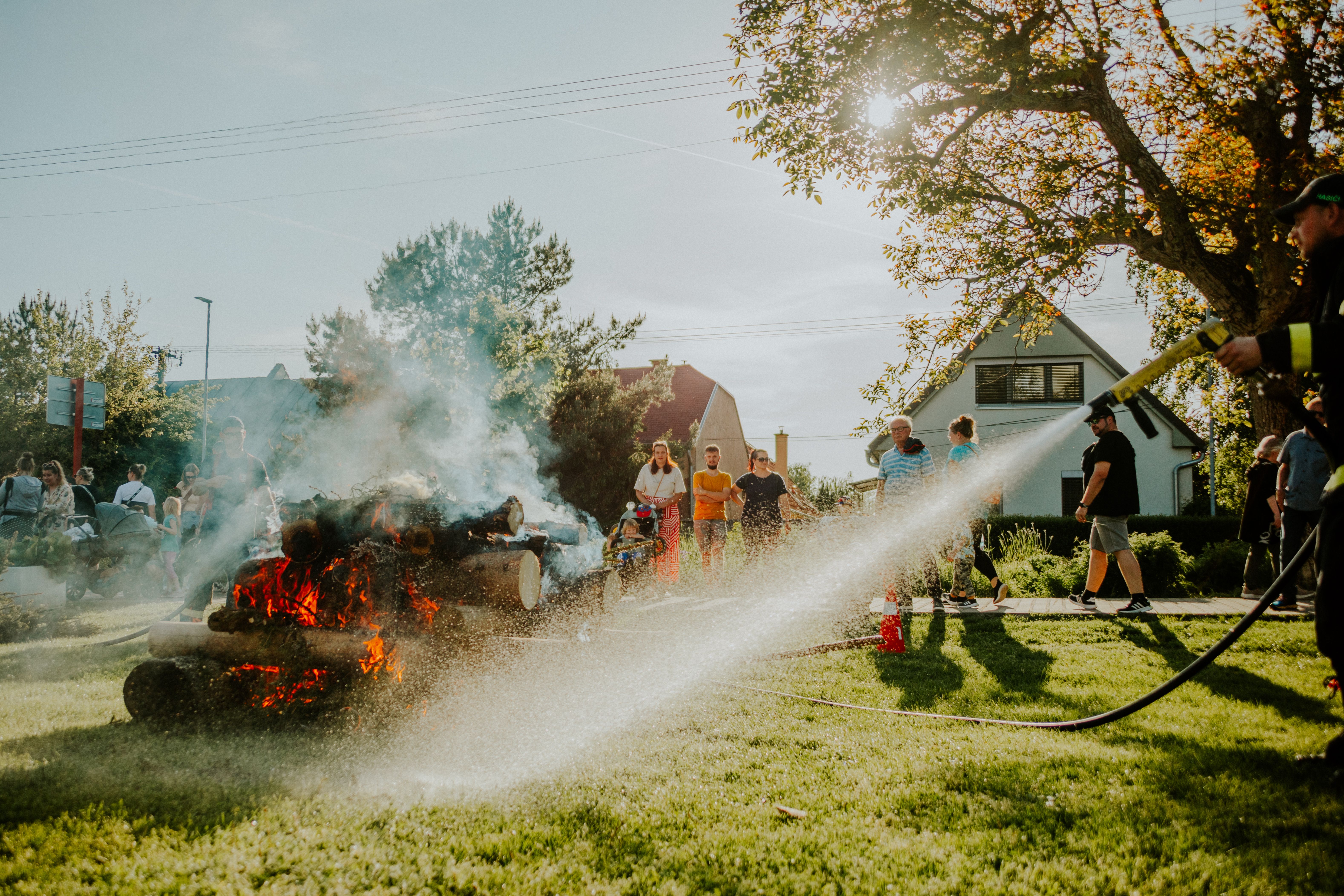 Outdoor Fire Safety Demonstration in Park Setting · Free Stock Photo