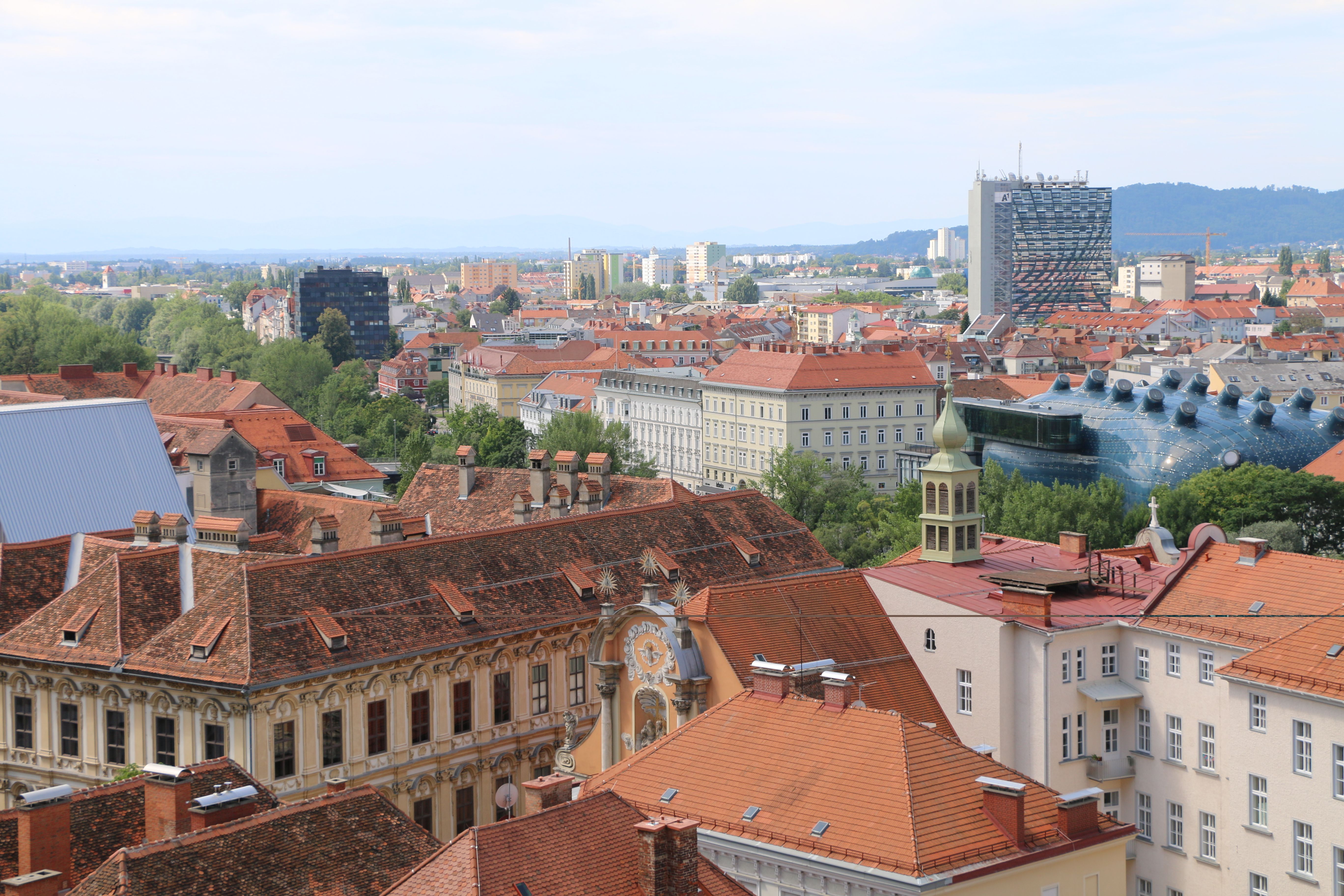 Aerial View of Graz with Iconic Architecture · Free Stock Photo