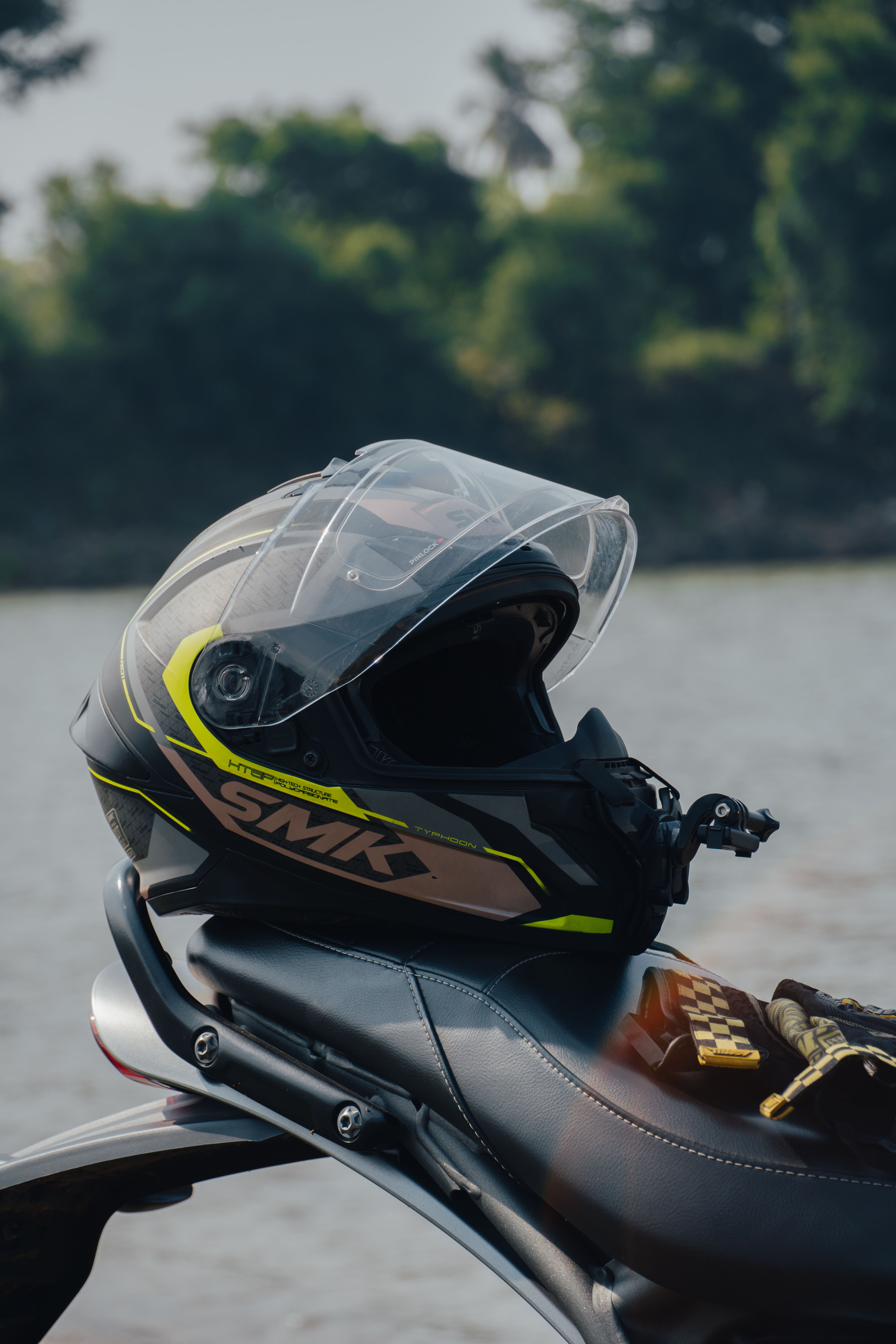 Motorcycle Helmet on a Bike by Lakeshore · Free Stock Photo
