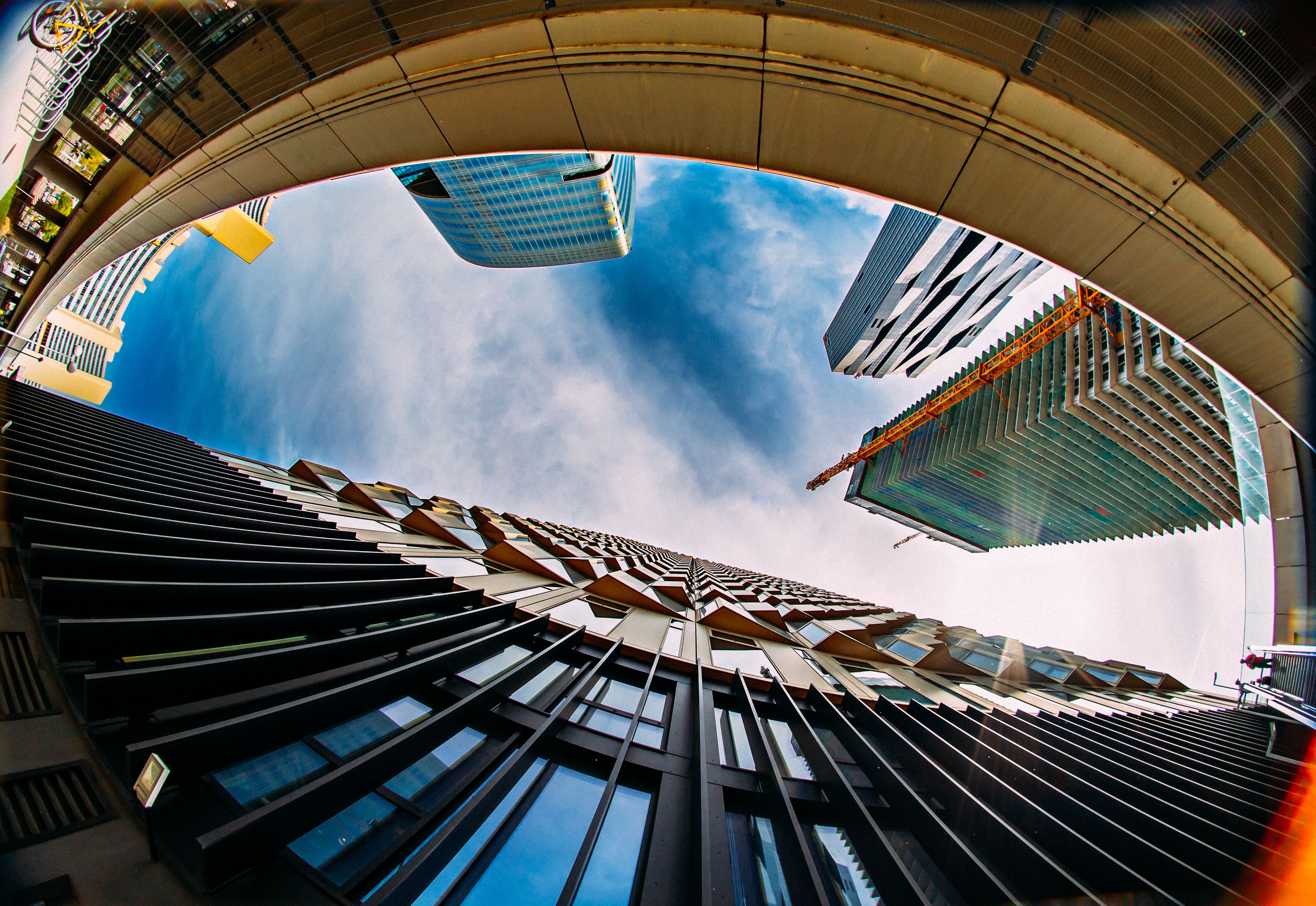 Dynamic Fisheye View of Modern Vienna Architecture · Free Stock Photo