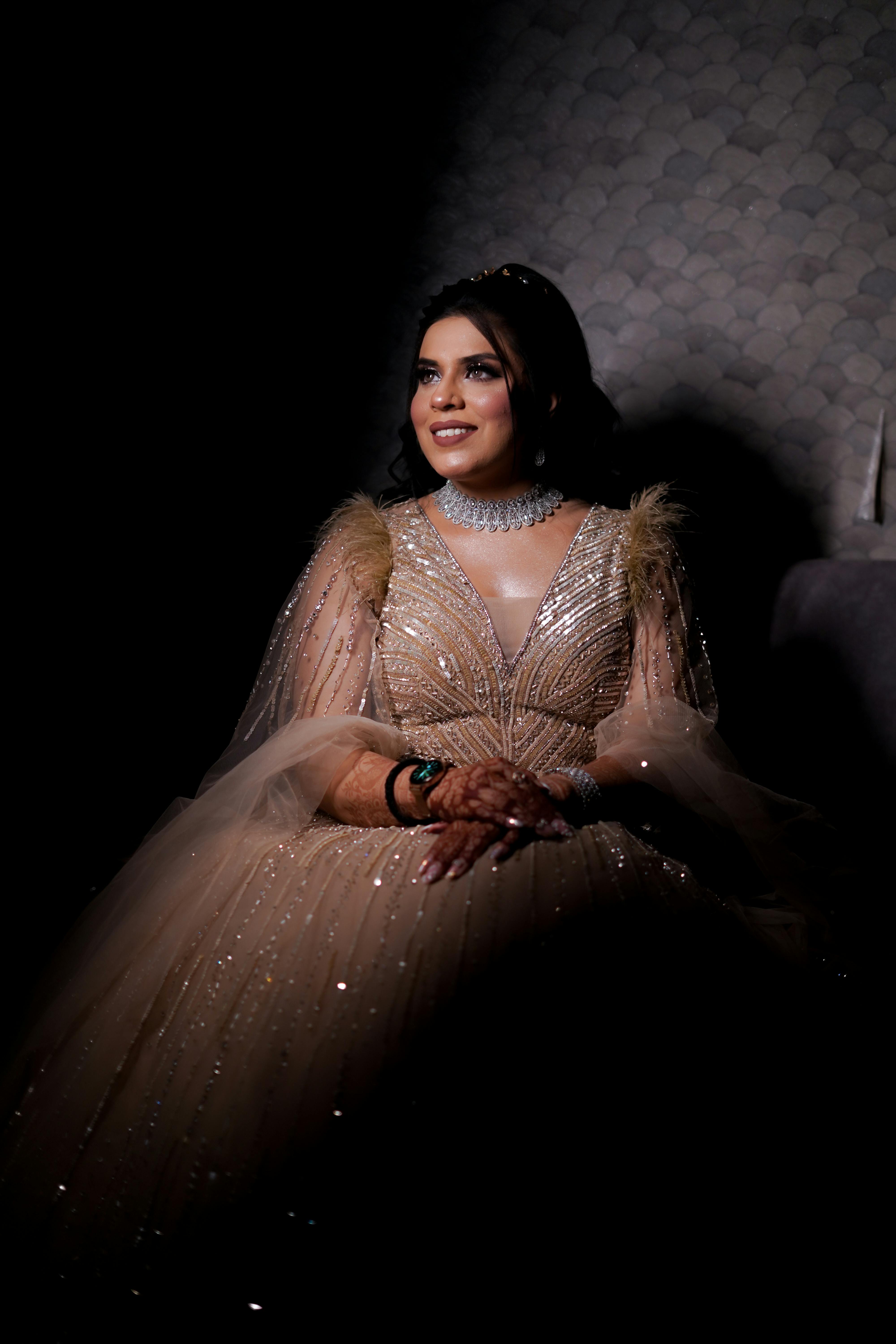 Elegant Indian Bride Portrait in Dim Lighting · Free Stock Photo