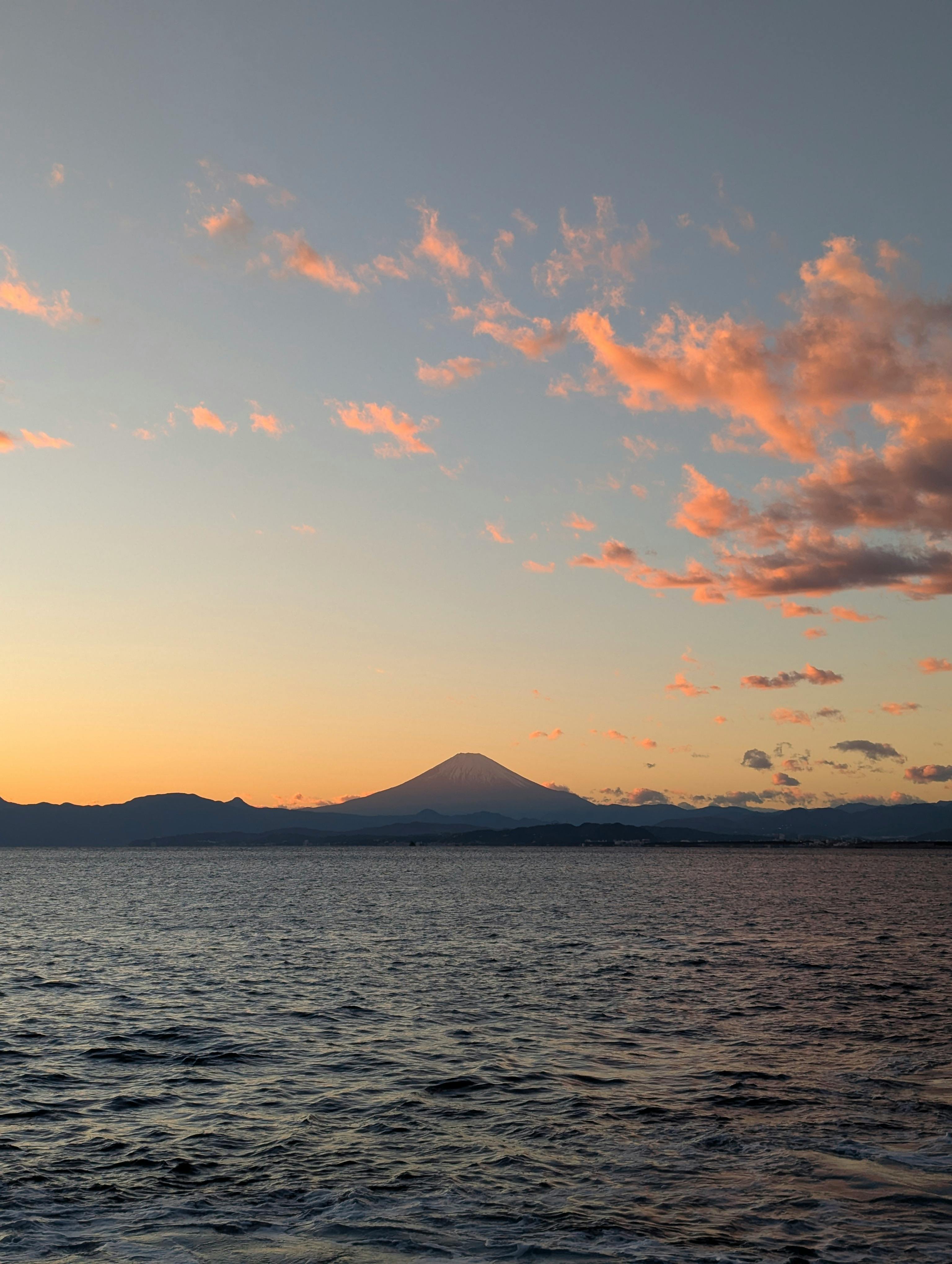 Sunset Over Mount Fuji Viewed from Fujisawa · Free Stock Photo