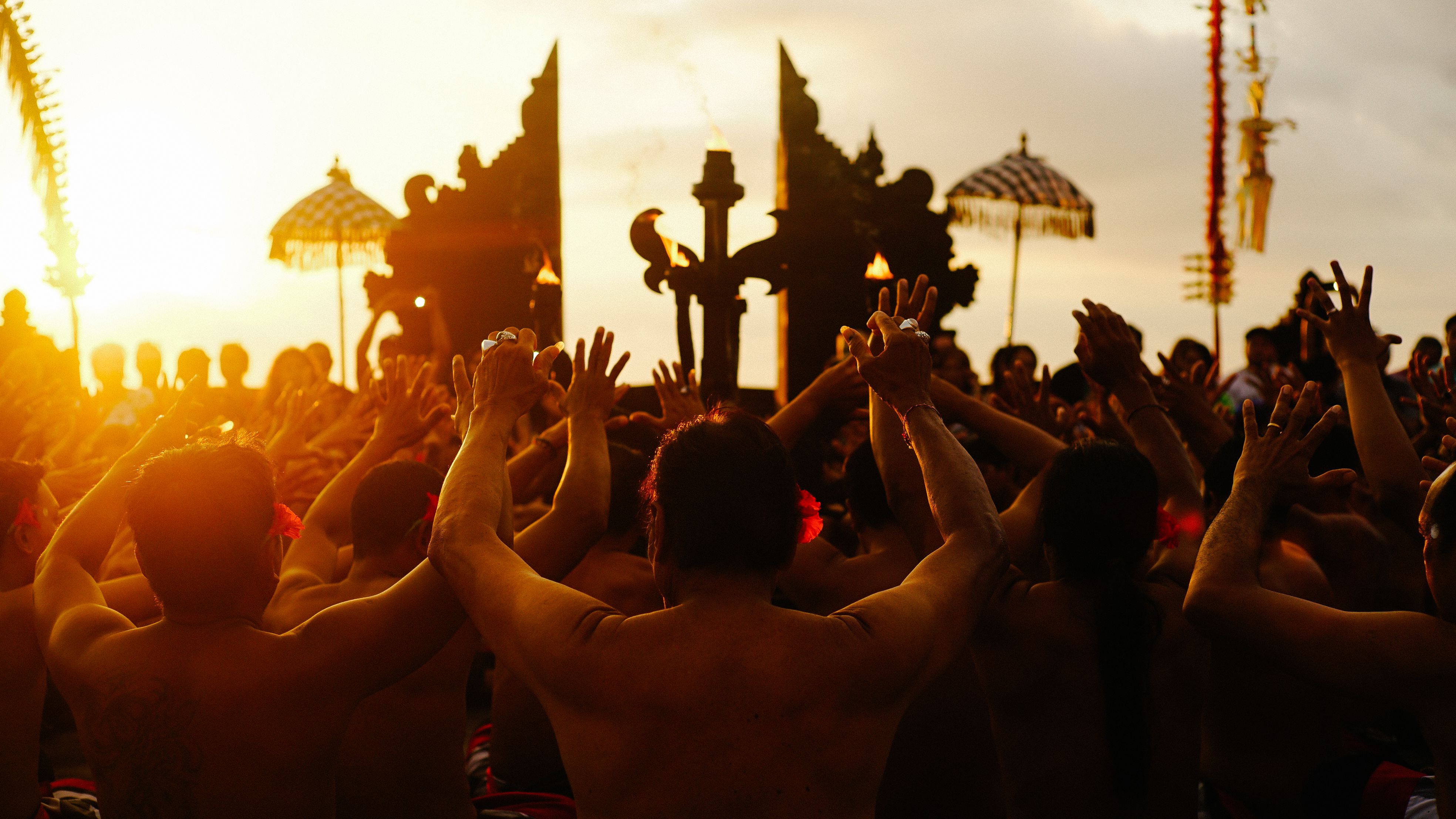 Vibrant Cultural Festival Ritual at Sunset · Free Stock Photo