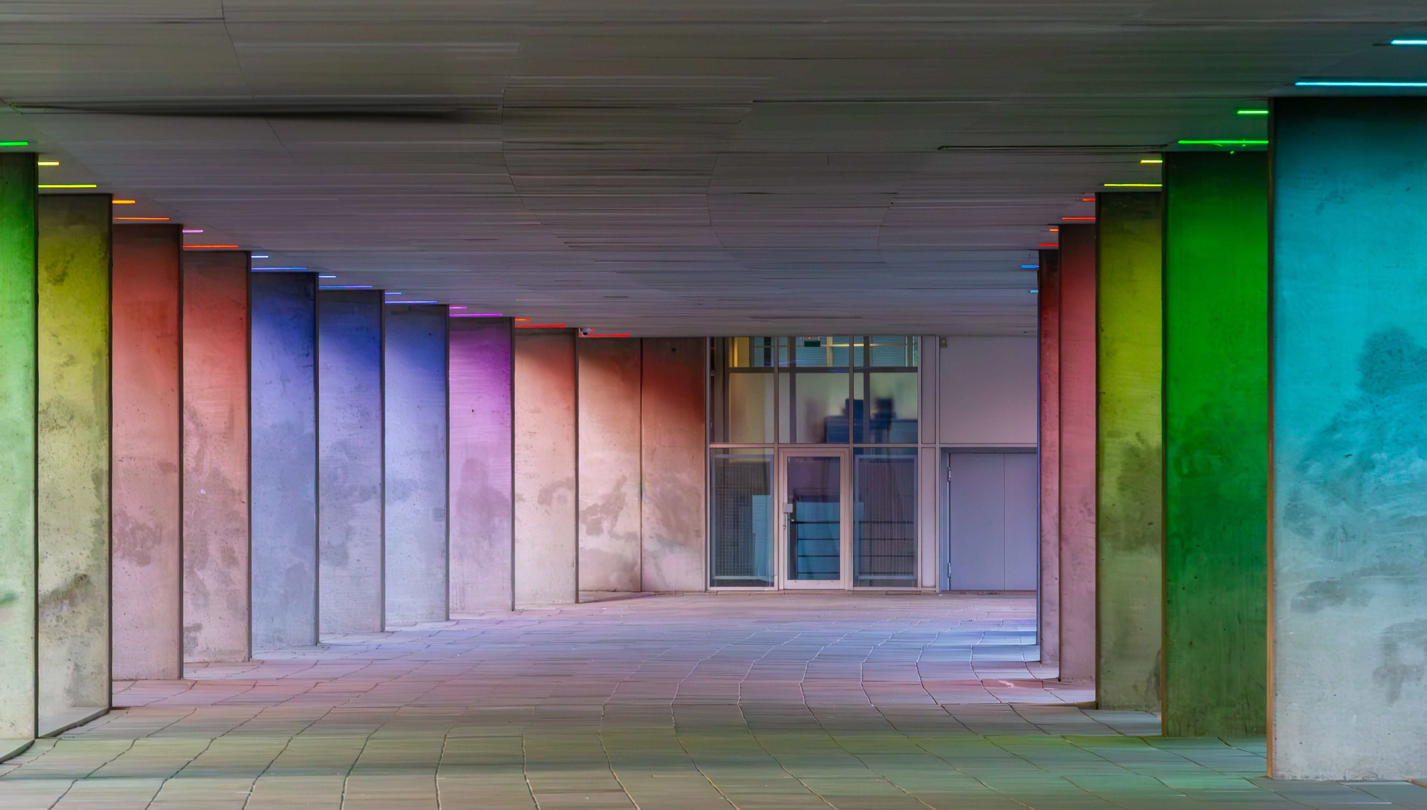 Colorful Illuminated Concrete Columns in Rotterdam · Free Stock Photo