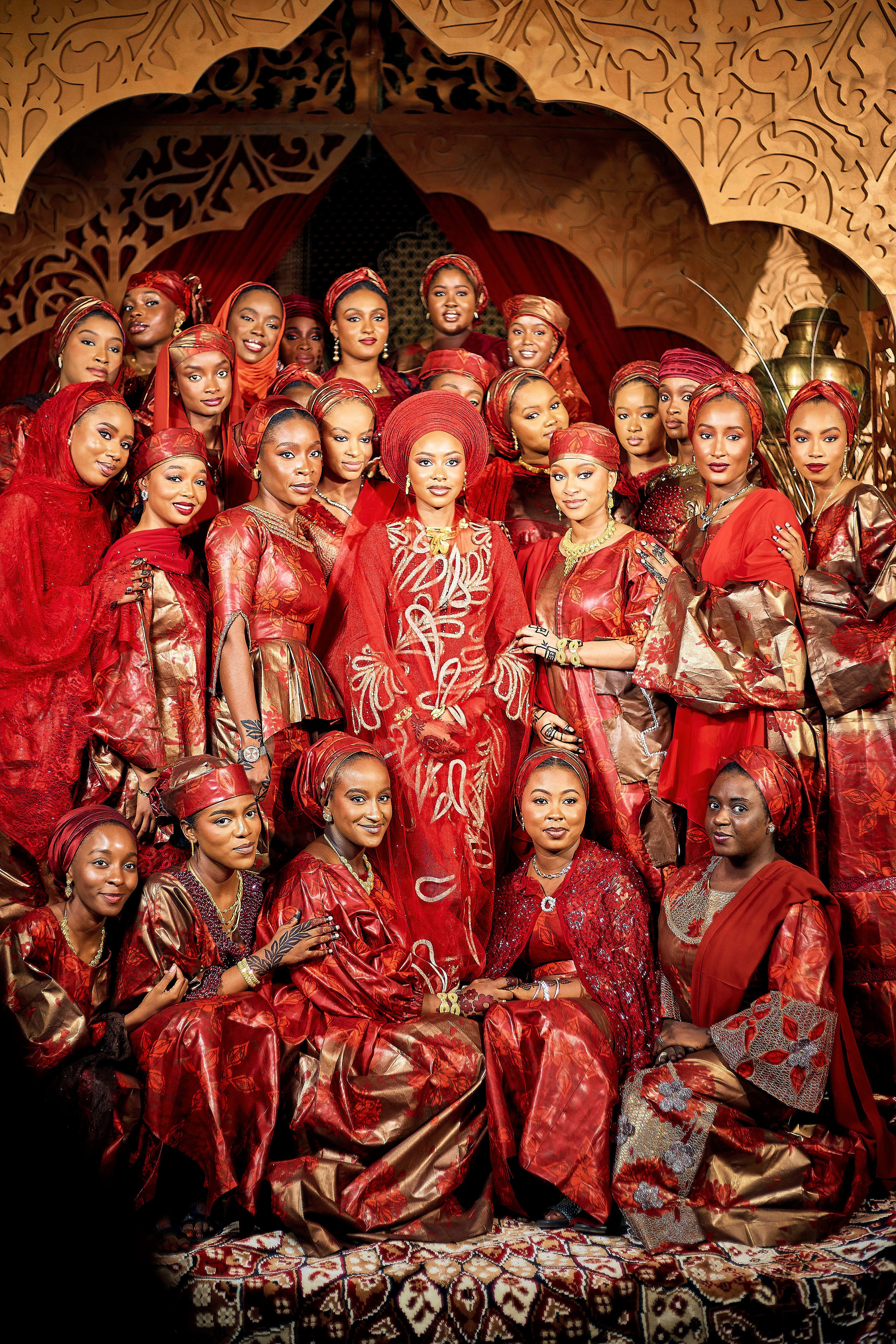 Group of Women in Traditional Red Attire · Free Stock Photo