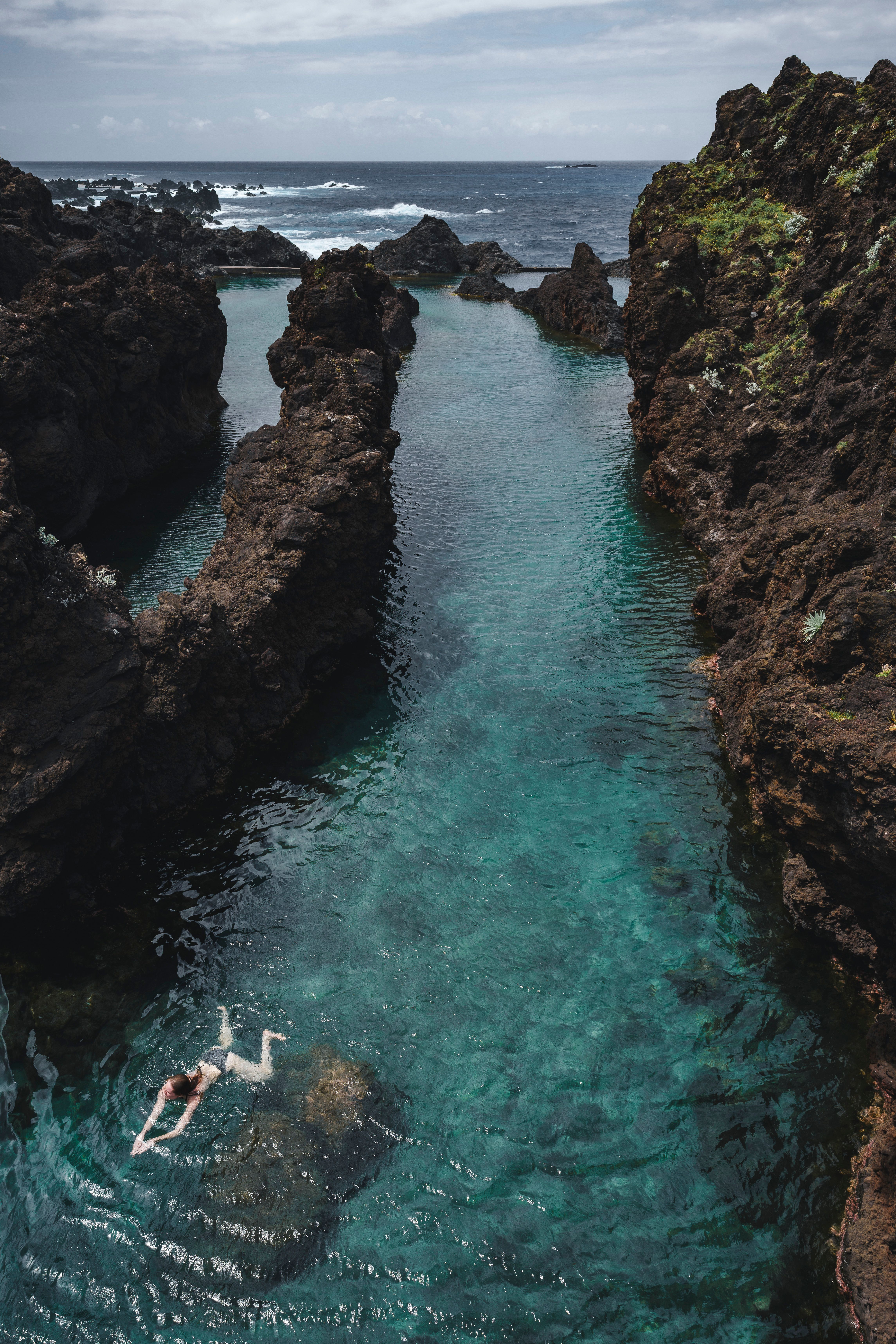 Aerial View of Natural Swimming Pools in Porto Moniz · Free Stock Photo