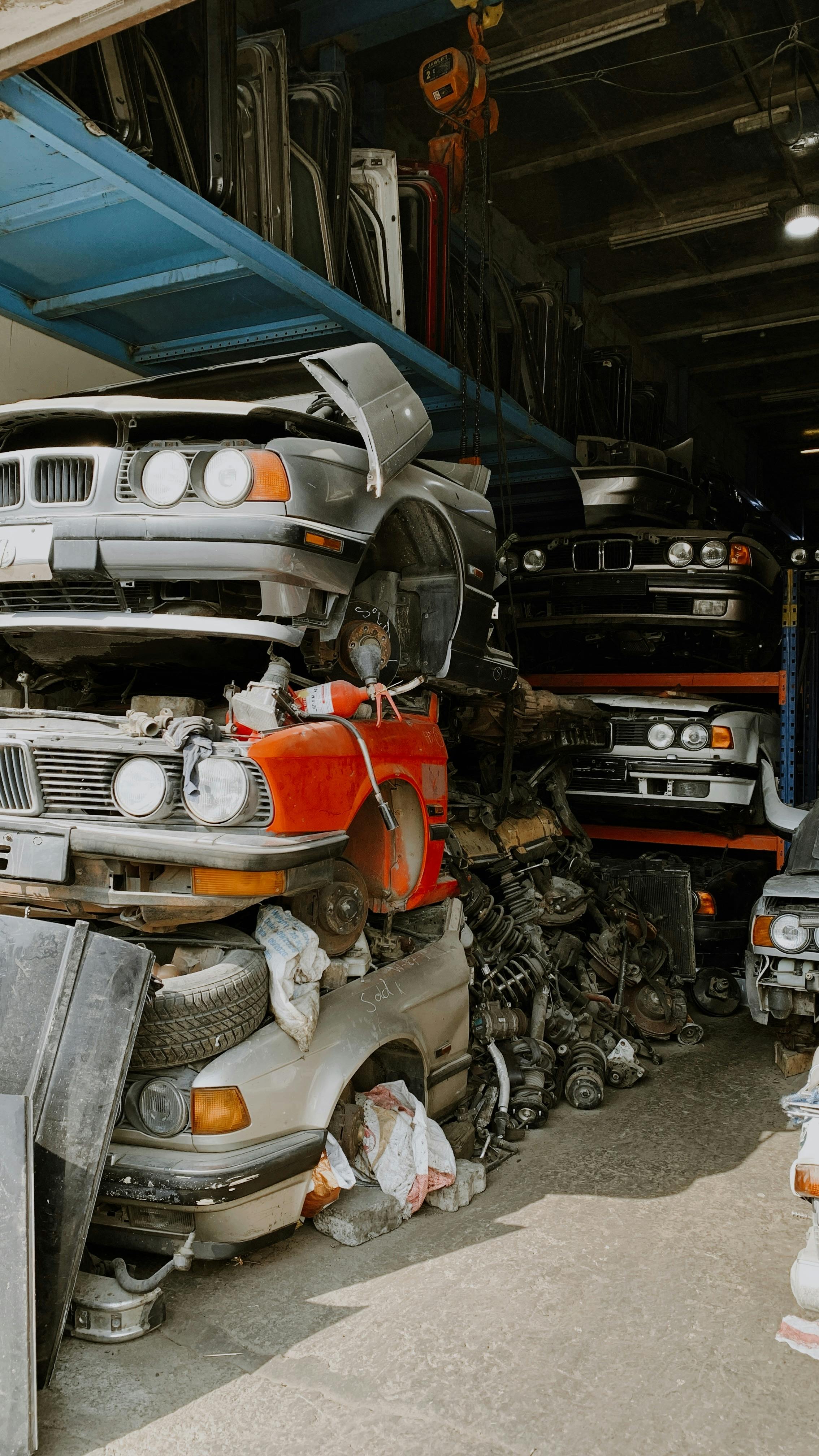 Stacked Cars in Sharjah Junkyard · Free Stock Photo