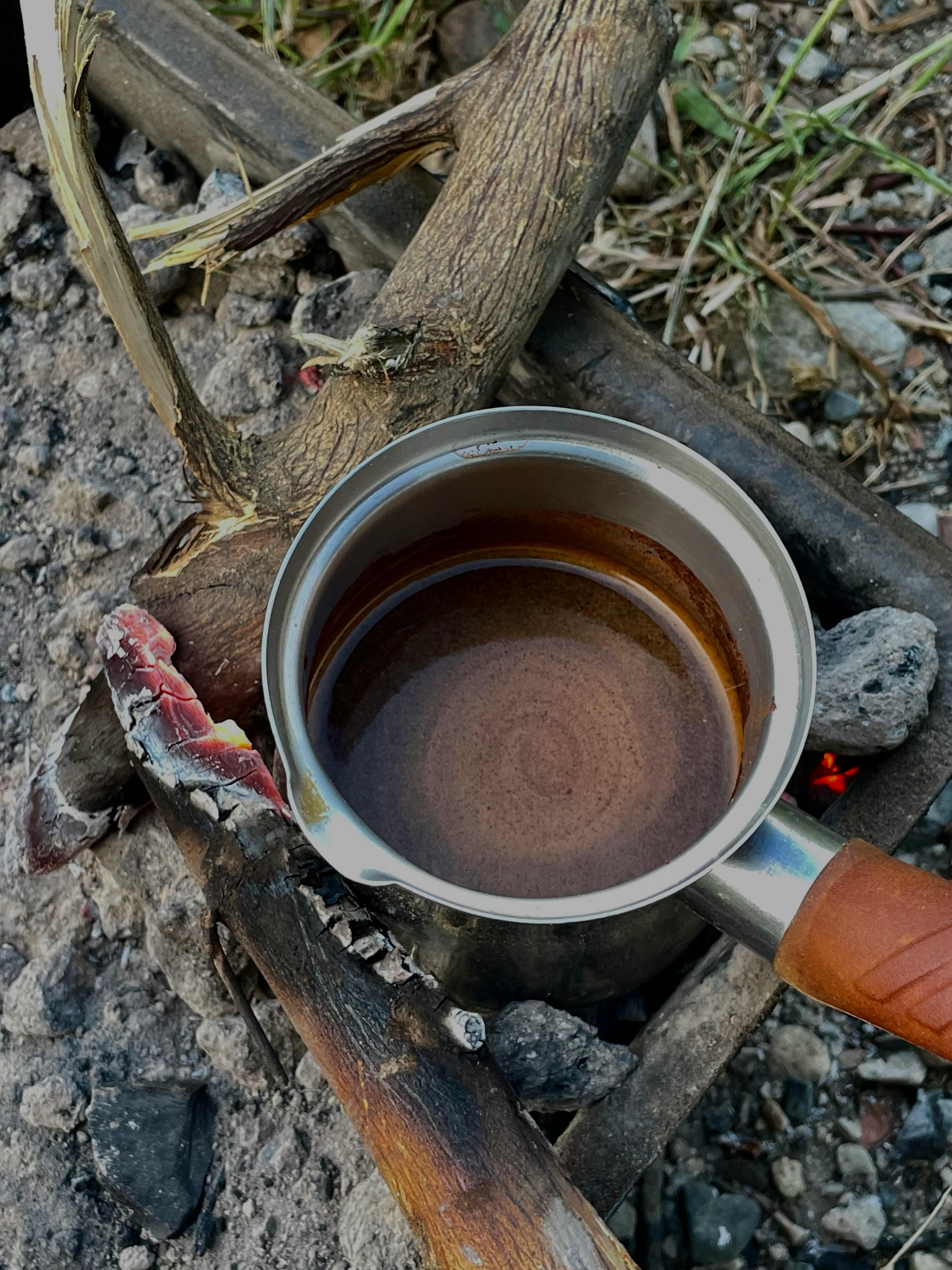 Rustic Outdoor Coffee Brewing in Nature · Free Stock Photo