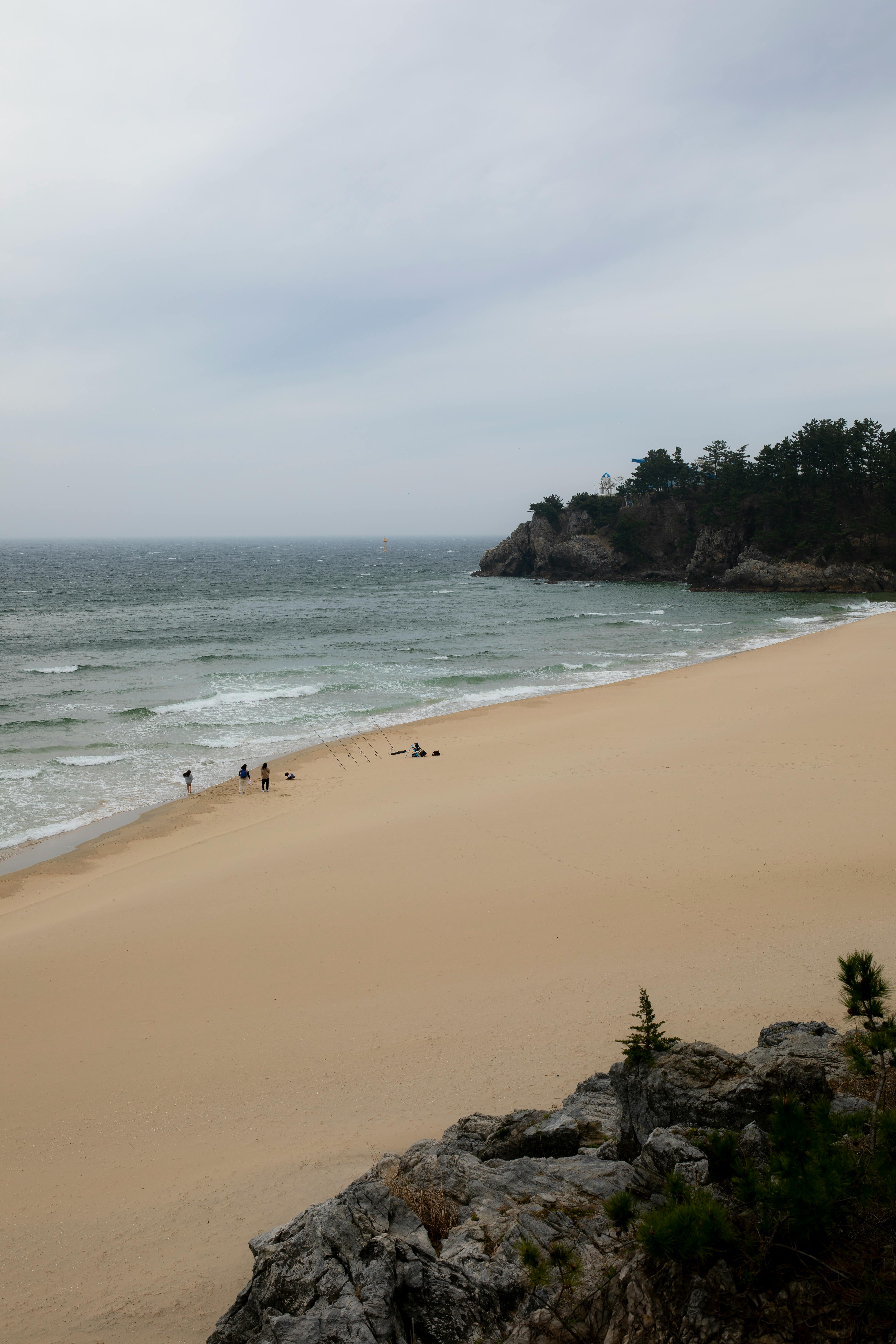 Peaceful Beach Scene with Distant Ocean View · Free Stock Photo
