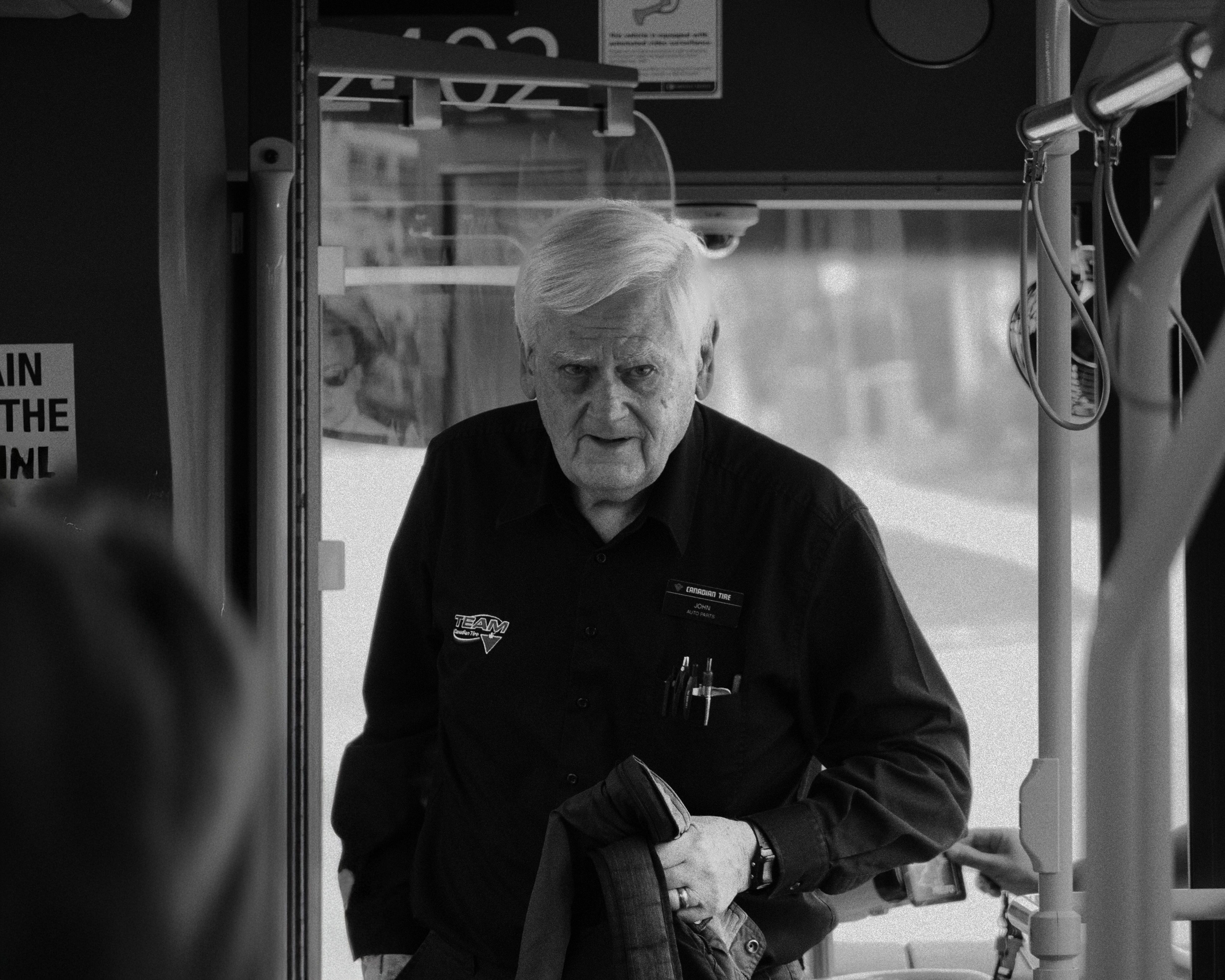 Black and White Portrait on Public Bus · Free Stock Photo