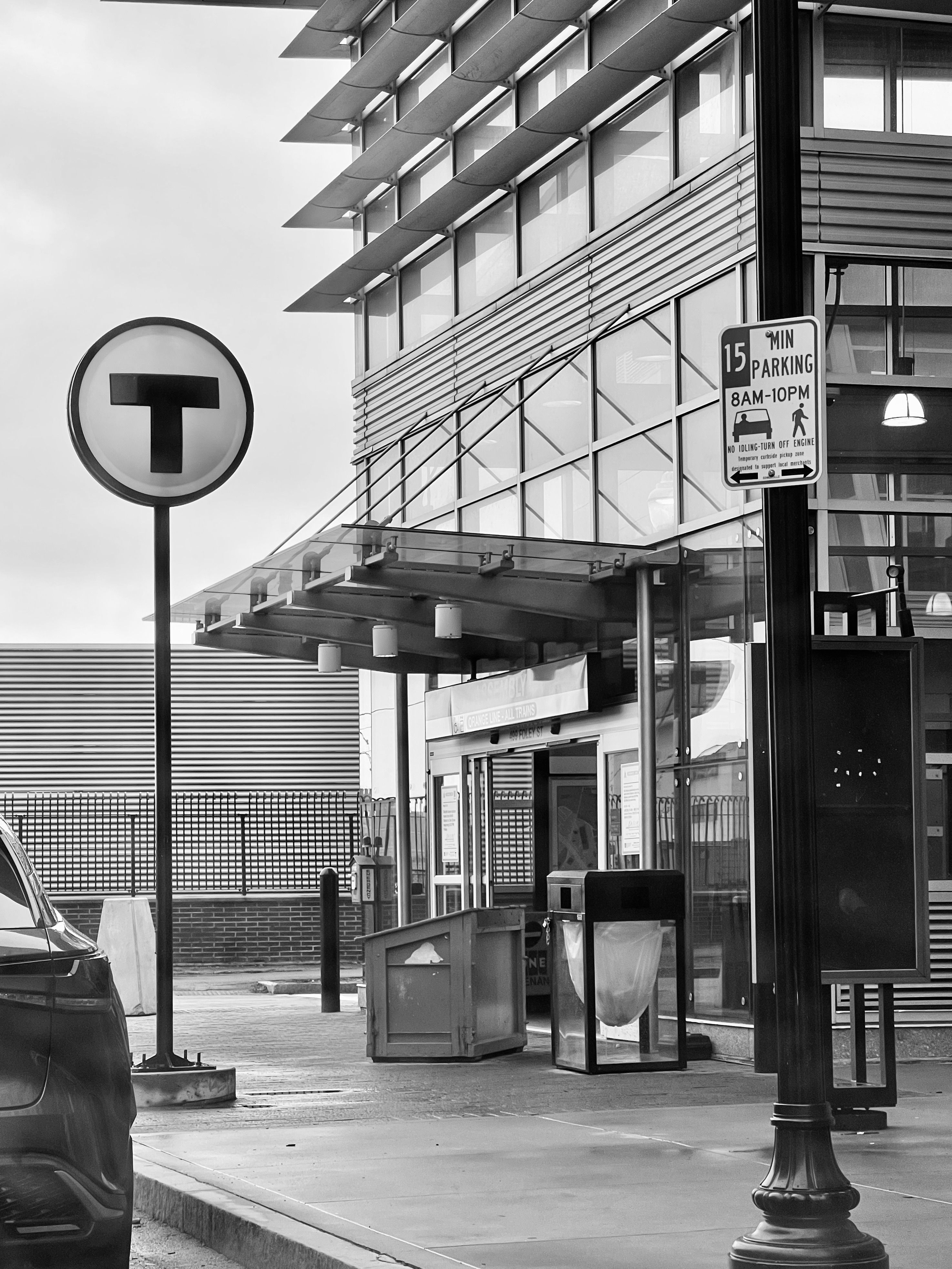 Black and White City Transit Station Scene · Free Stock Photo