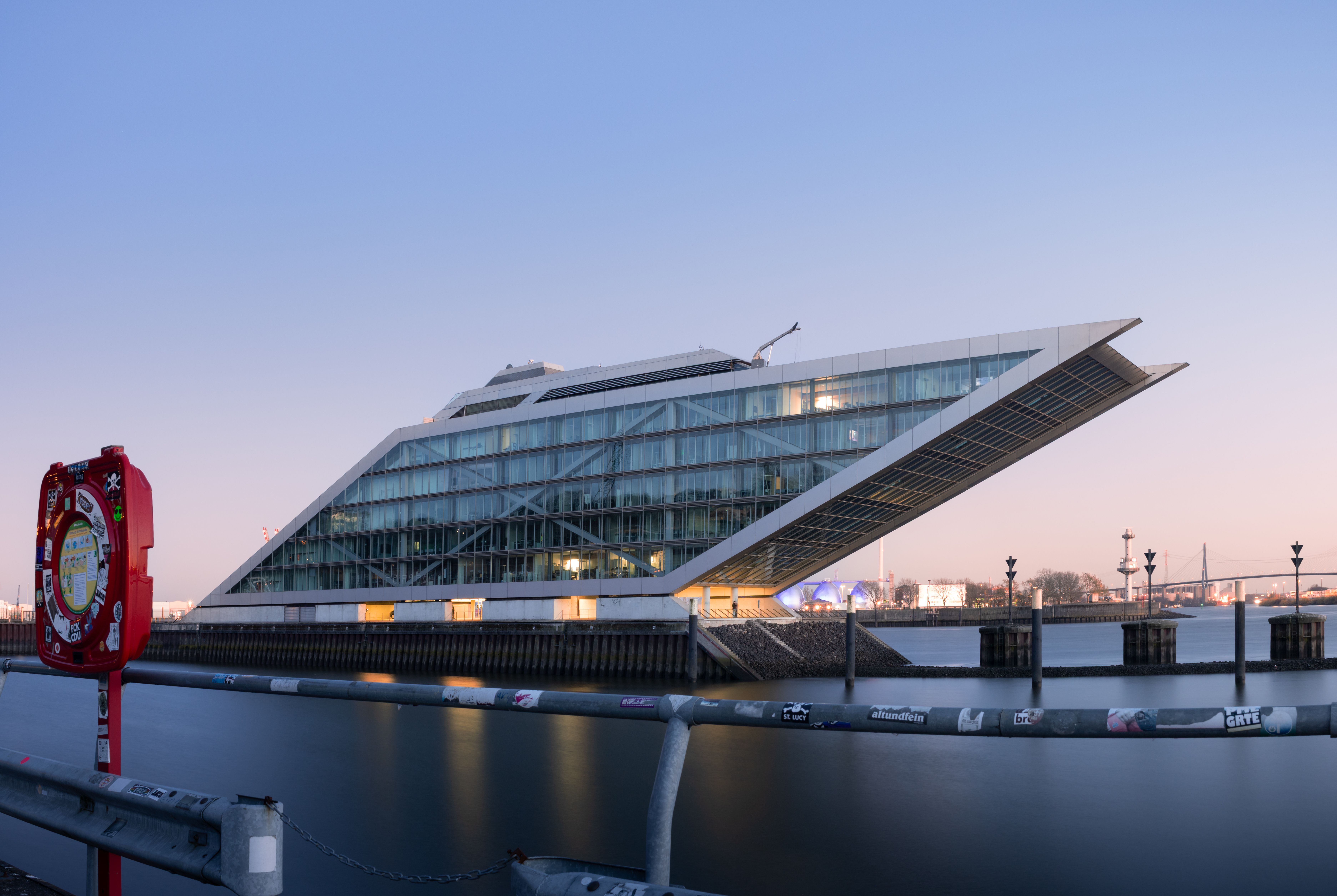 Modern Dockland Office Building in Hamburg at Dusk · Free Stock Photo