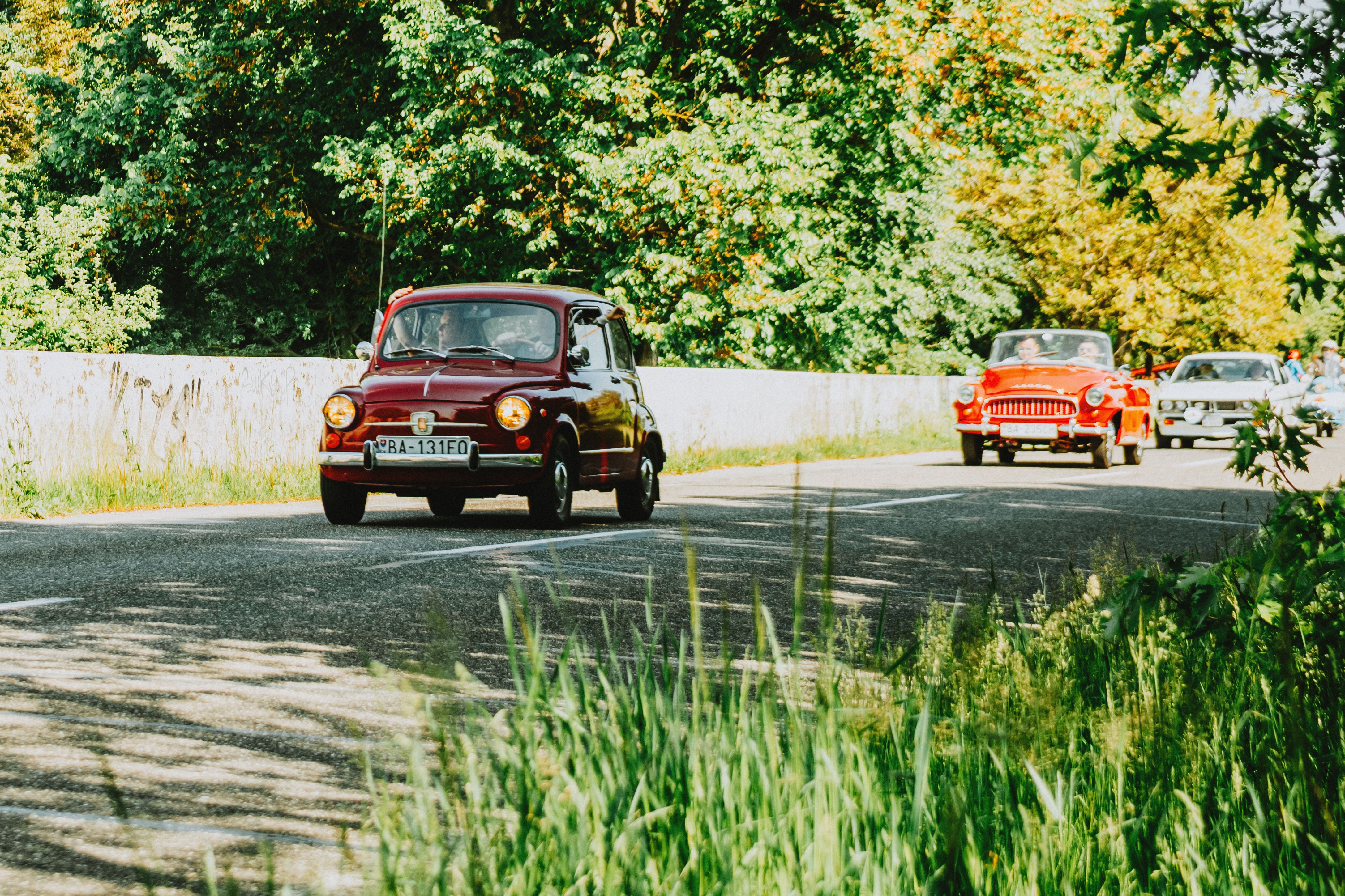 Vintage Cars on Scenic Country Road · Free Stock Photo