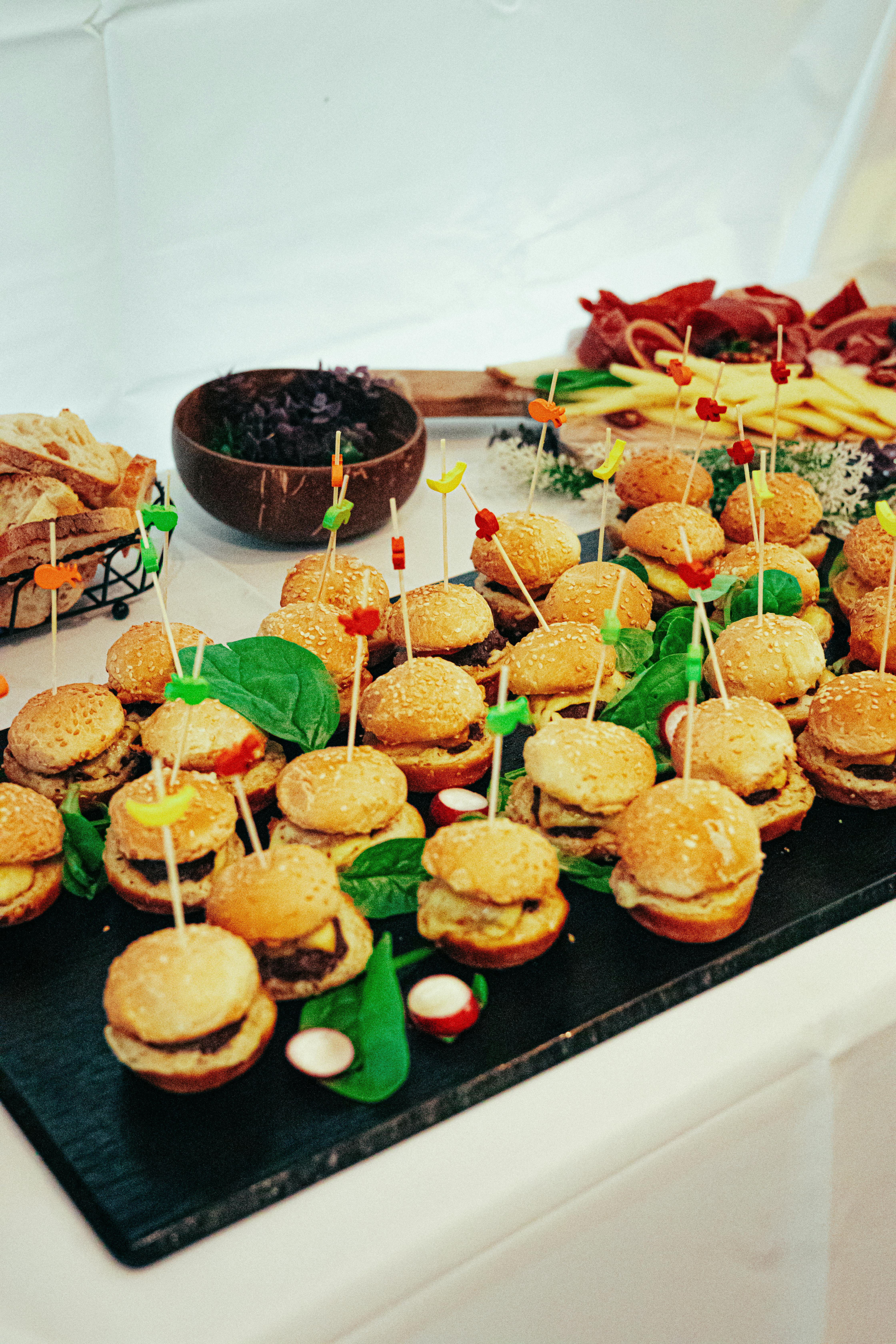 Colorful Mini Burger Platter at Catering Event · Free Stock Photo