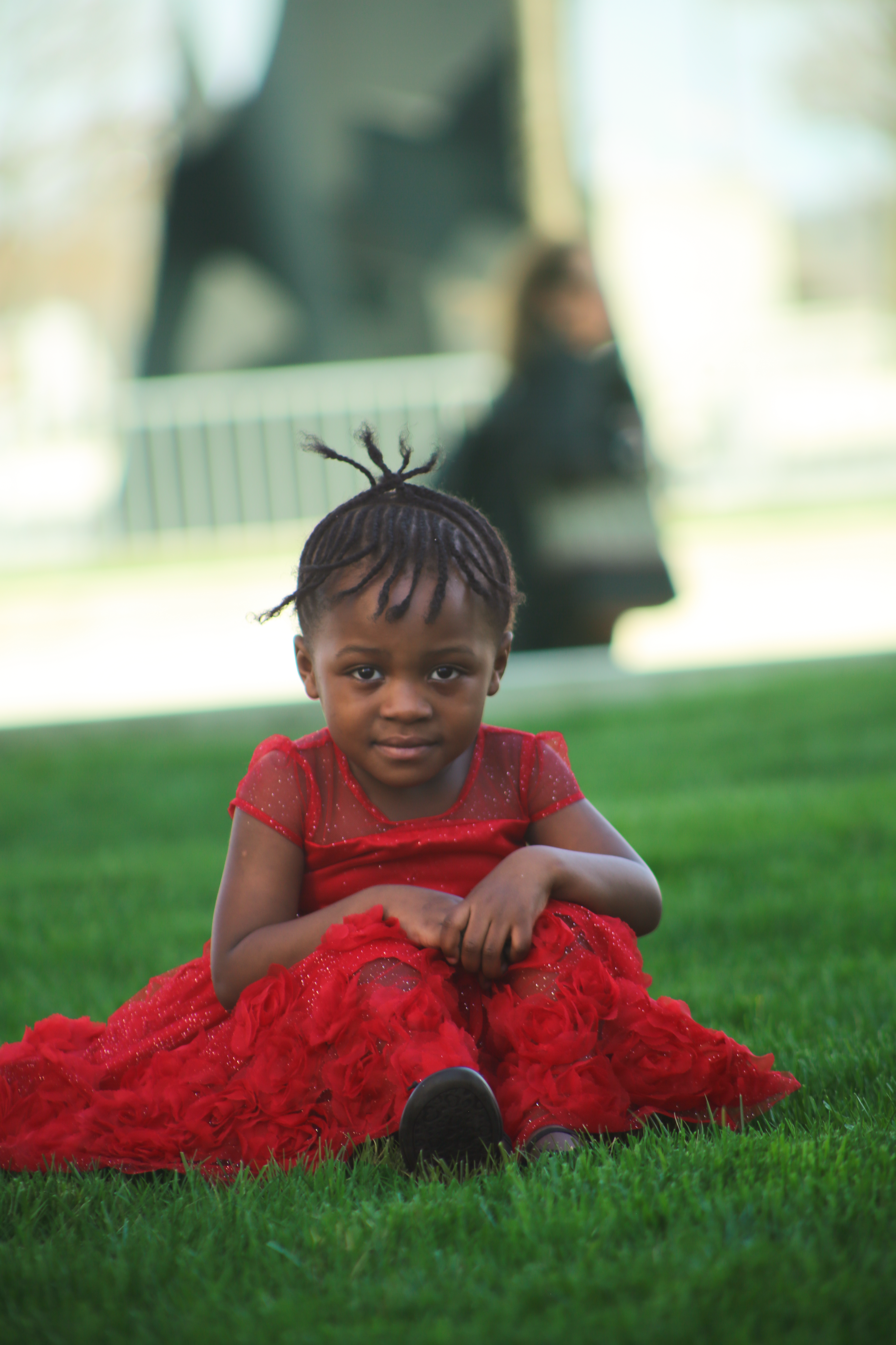 Charming Child in Red Dress on Sunny Day · Free Stock Photo