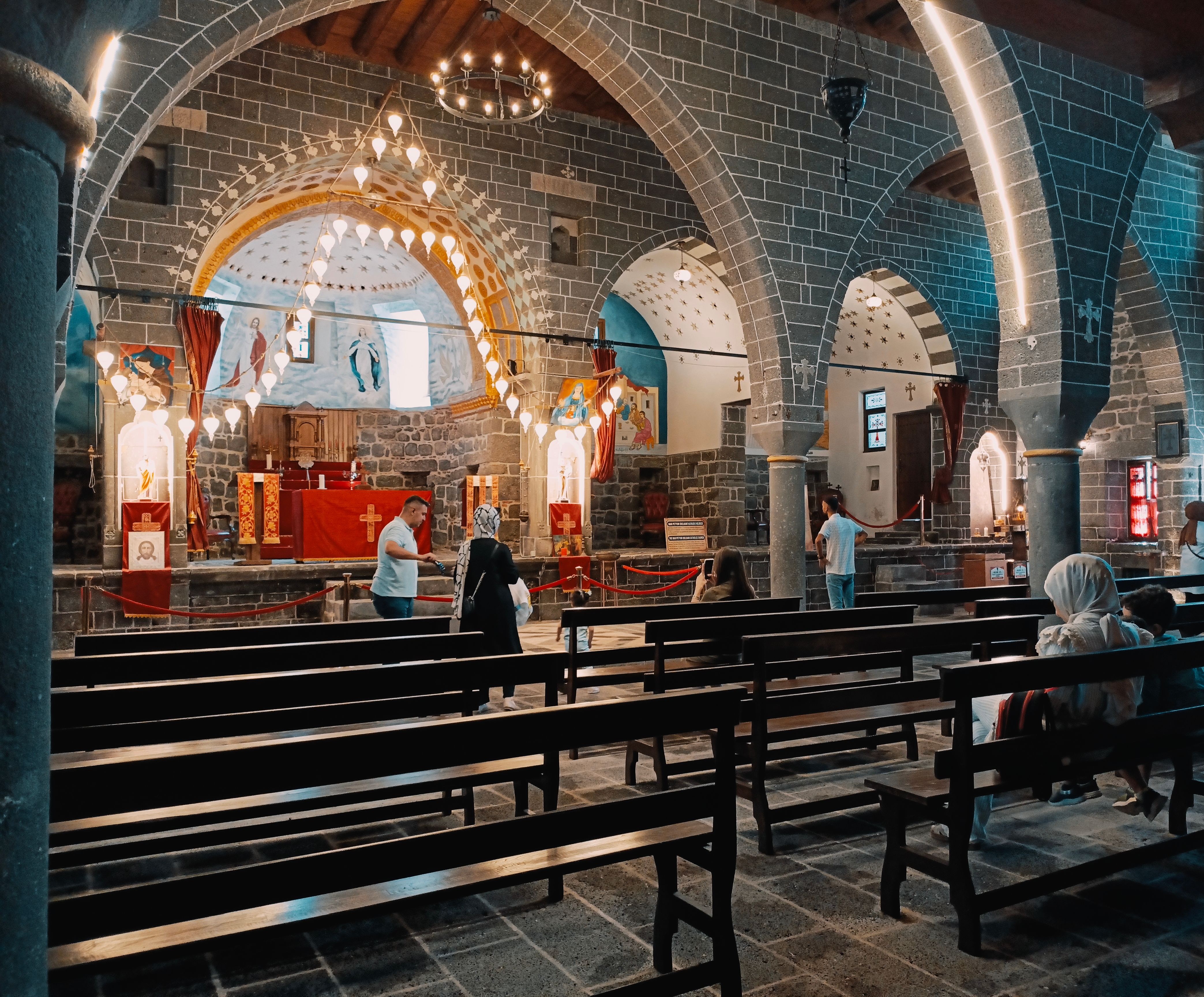 Historic Church Interior with Stone Archways · Free Stock Photo
