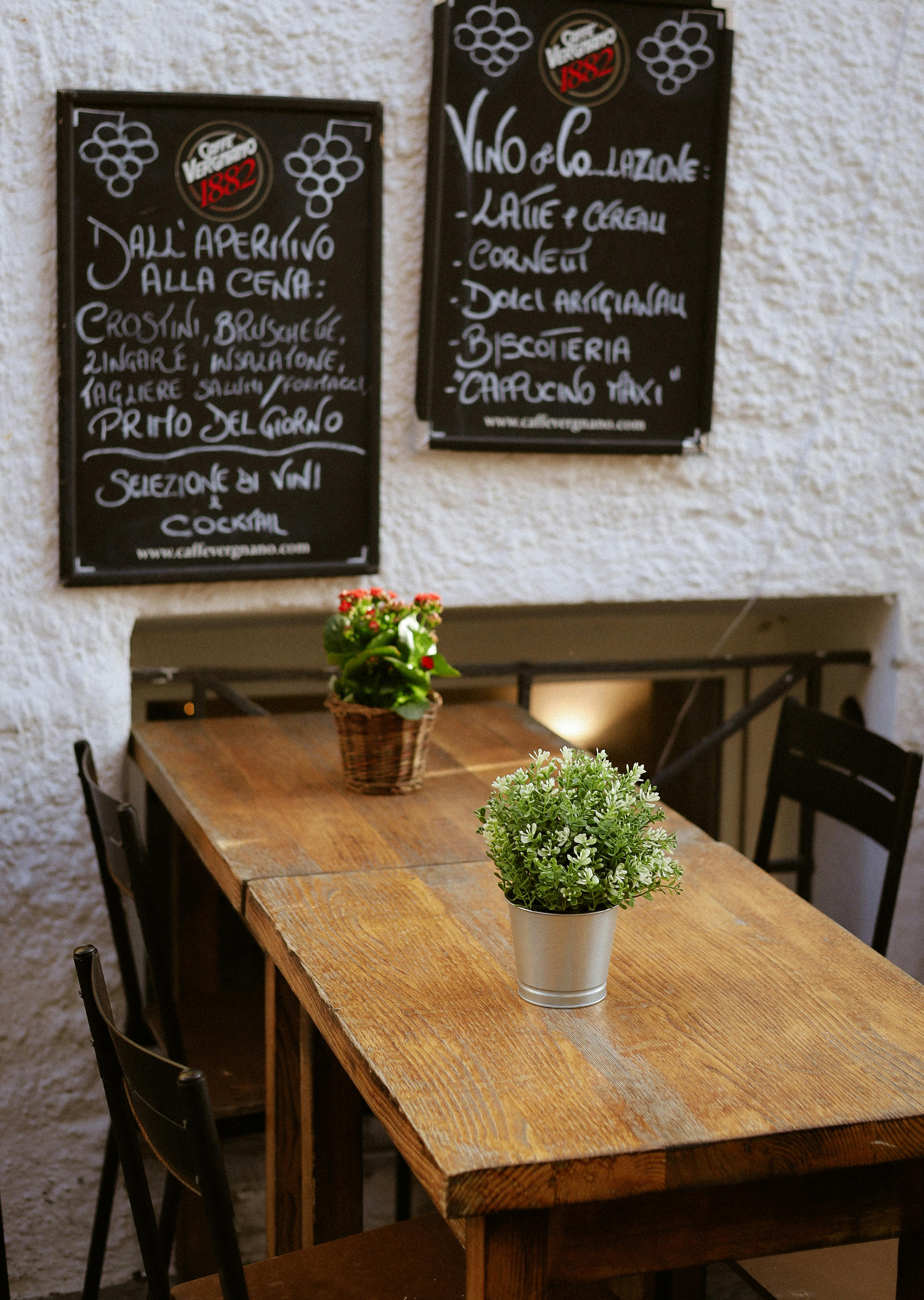 Cozy Italian Cafe with Rustic Decor and Plants · Free Stock Photo