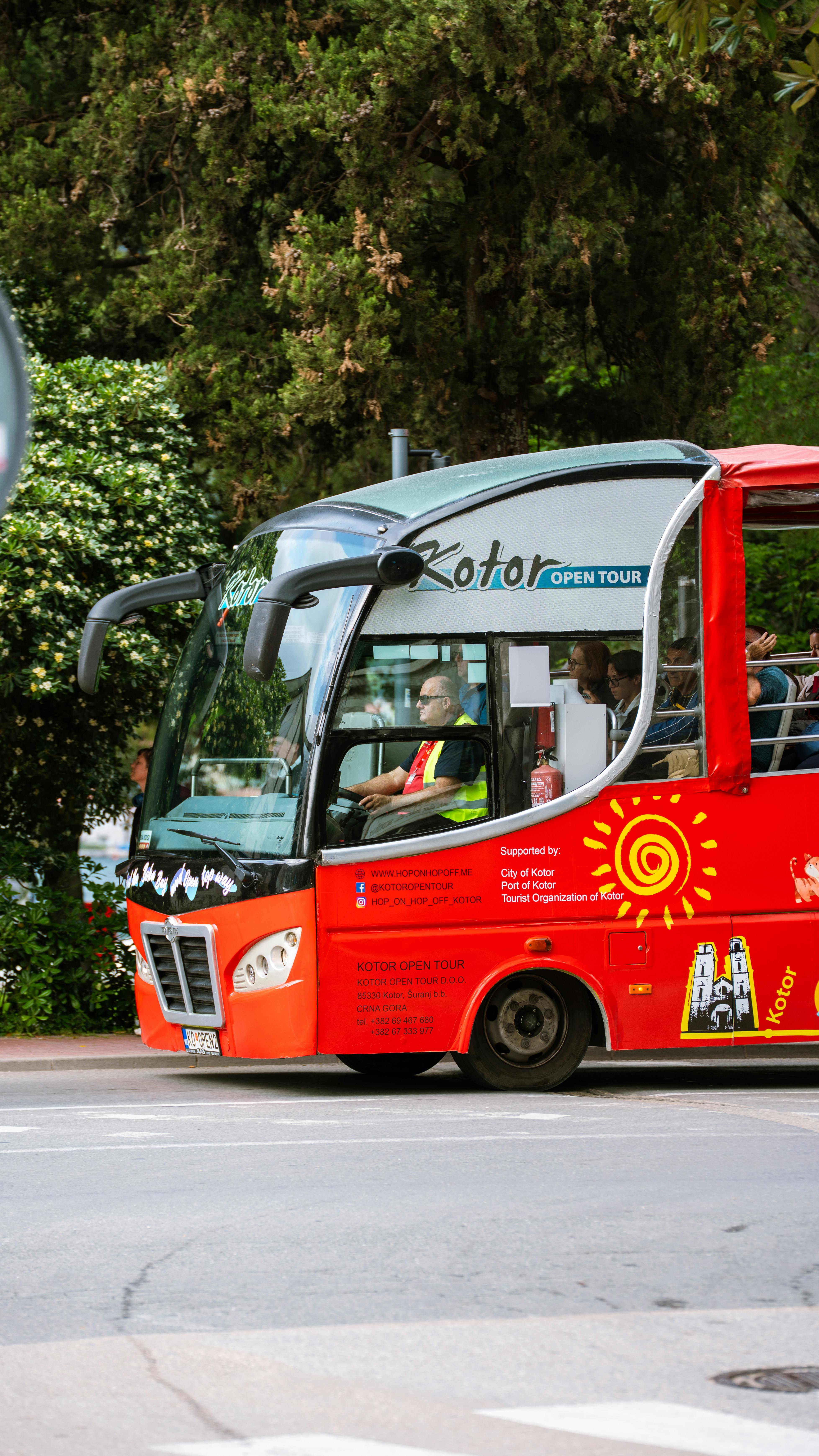 Open Tour Bus in Kotor on a Sunny Day · Free Stock Photo