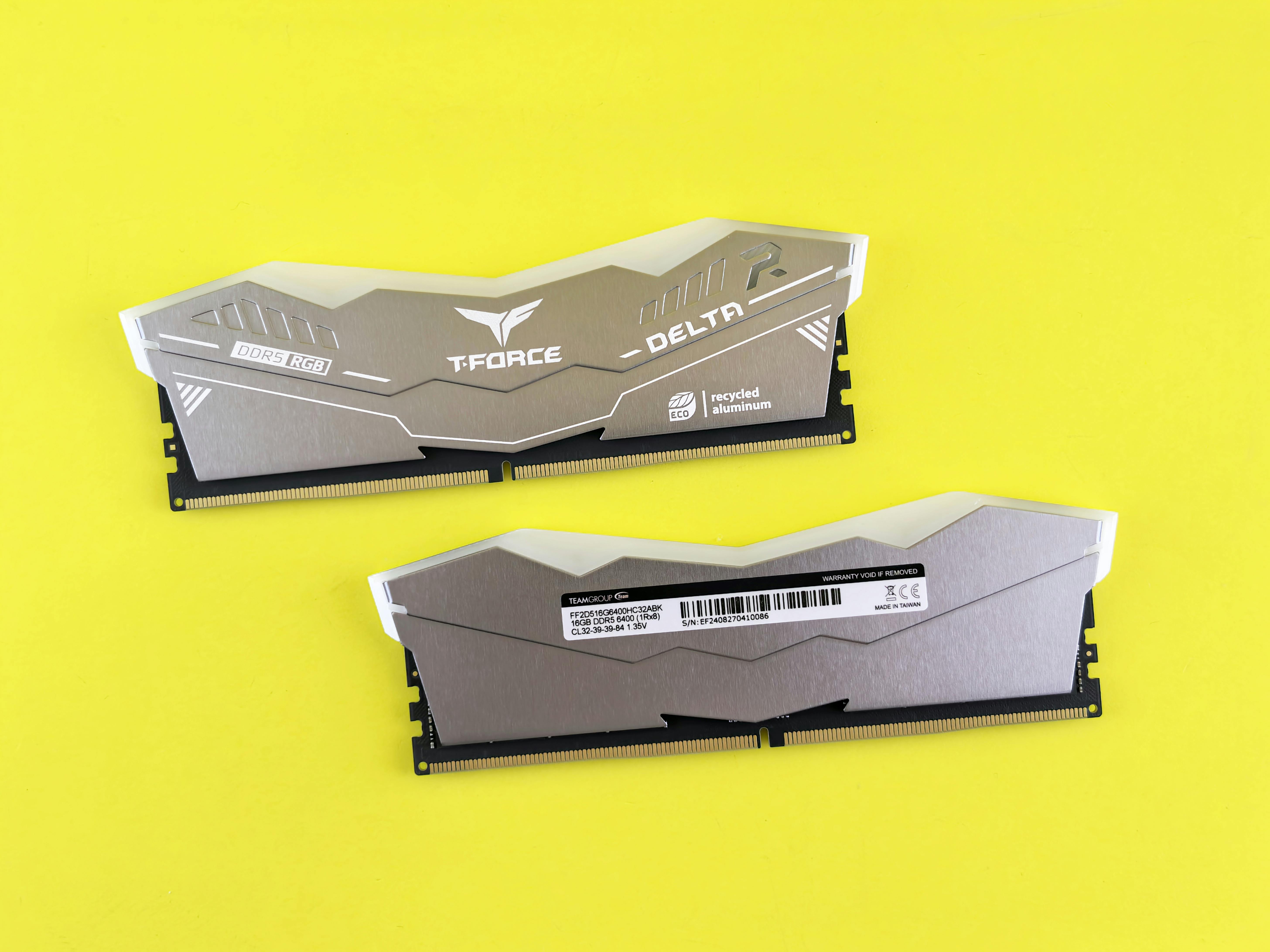 T-Force Delta RGB DDR5 RAM on Yellow Background · Free Stock Photo