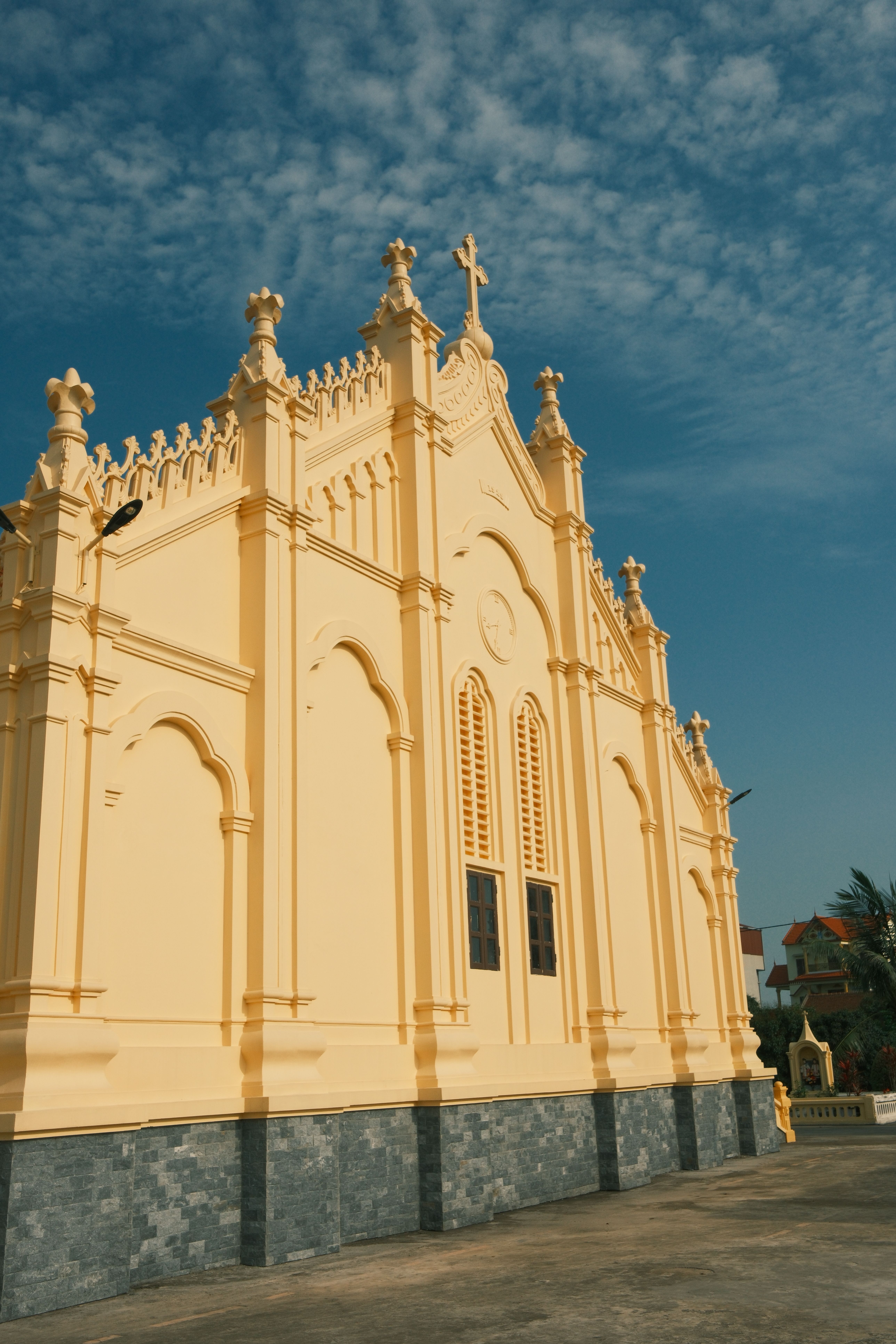 Stunning Yellow Church Facade in Nam Định · Free Stock Photo