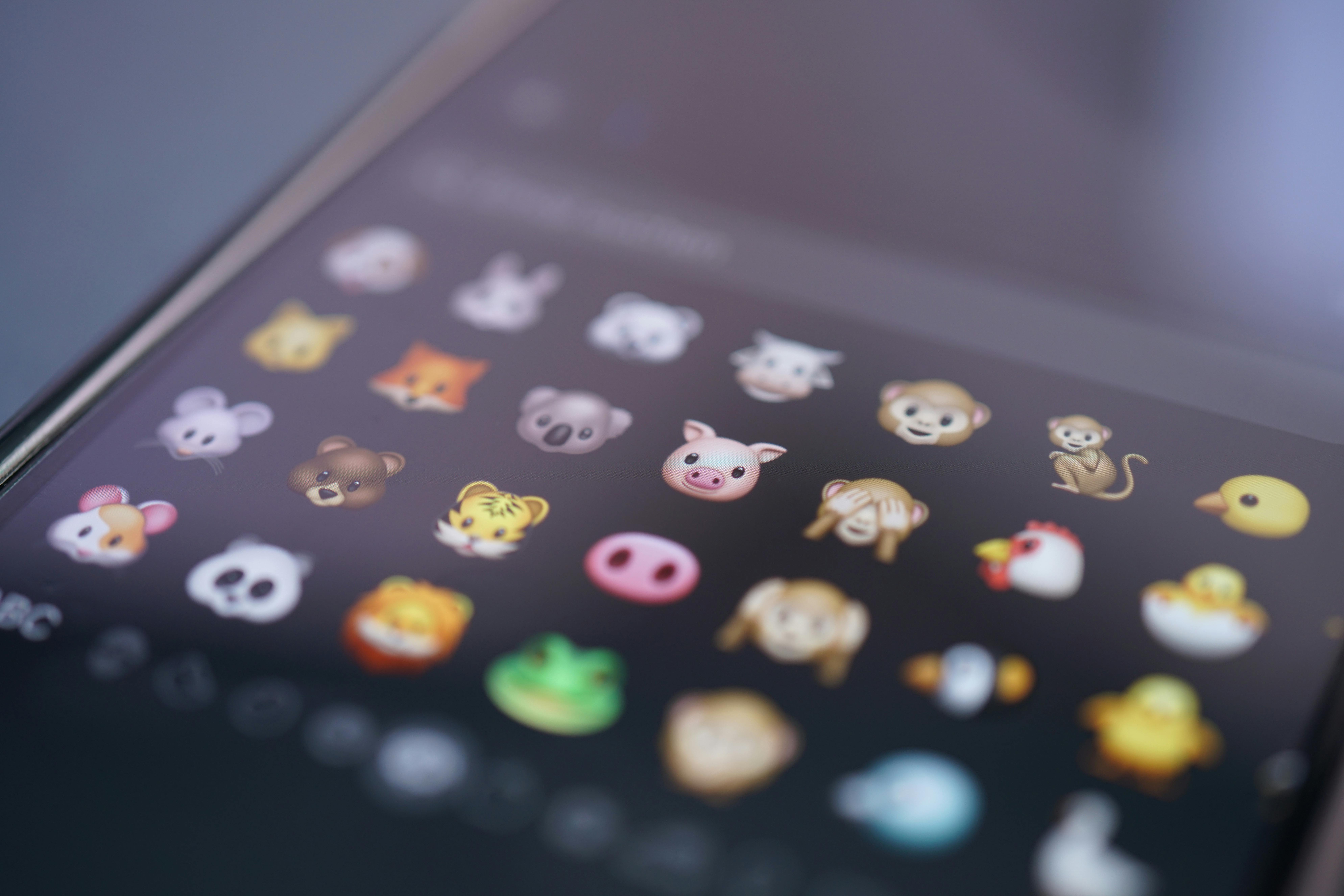 Animal Emojis on Smartphone Screen Close-Up · Free Stock Photo