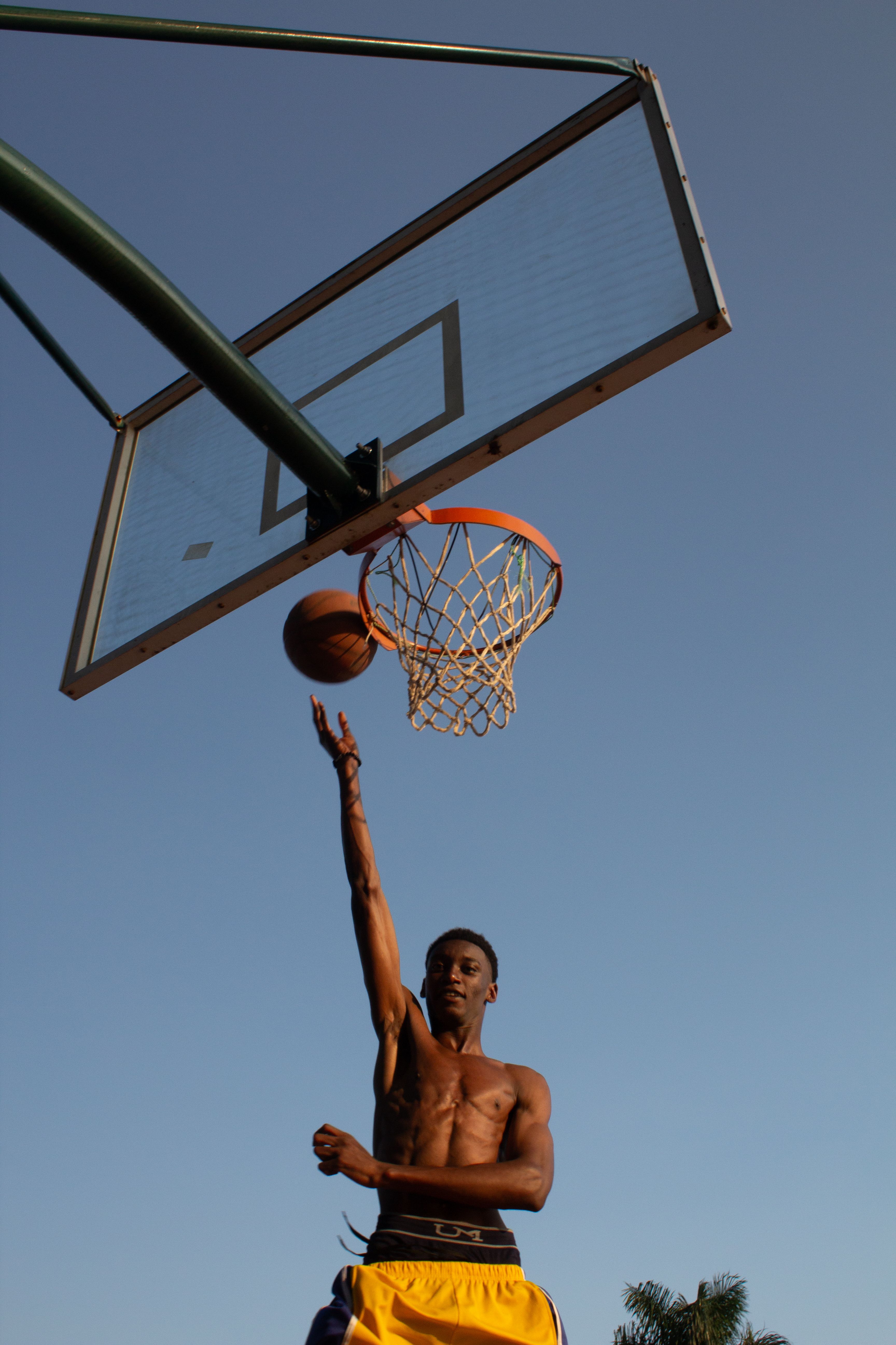 Dynamic Street Basketball Action Shot · Free Stock Photo