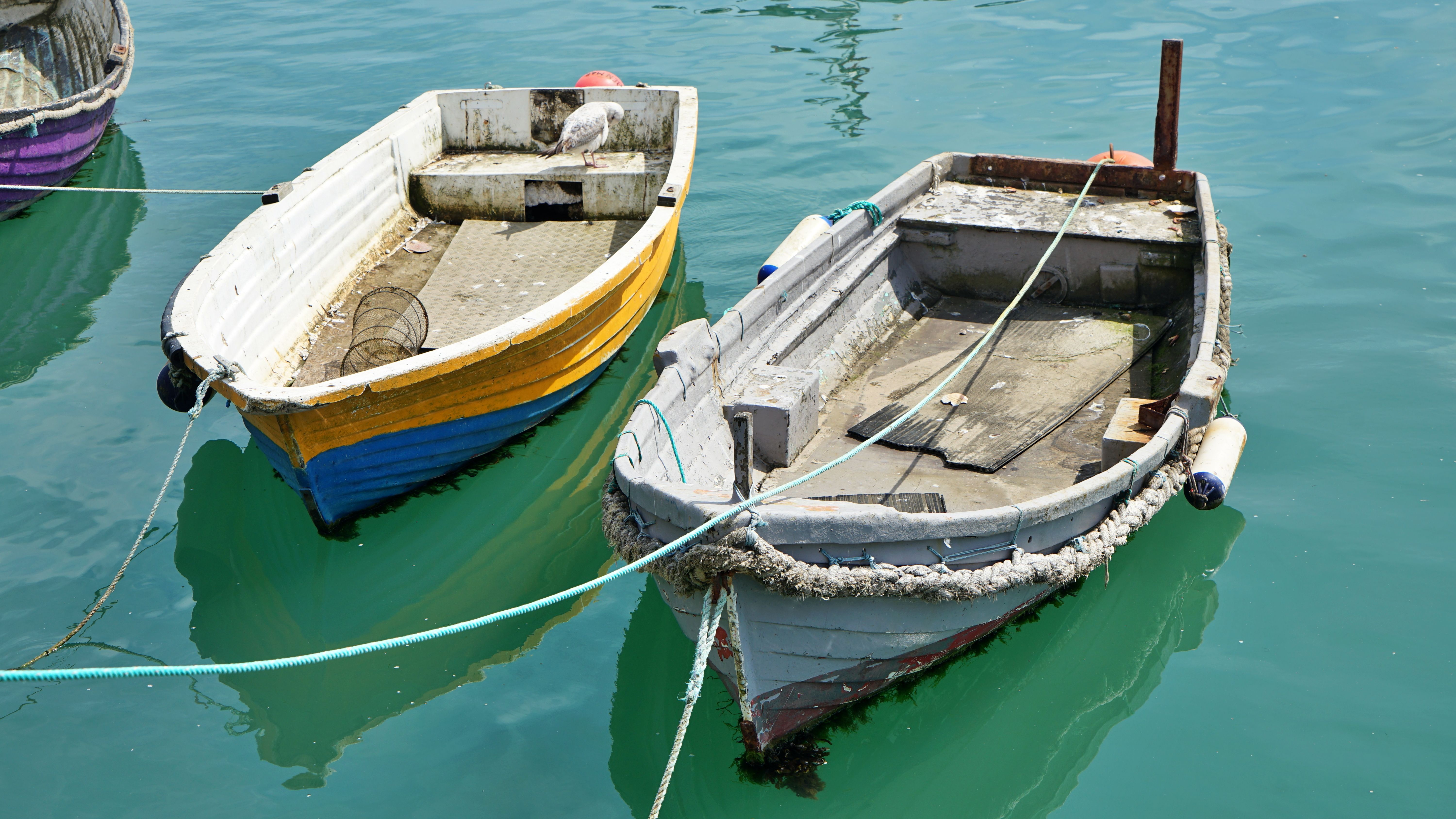 Colorful Wooden Boats Floating on Calm Water · Free Stock Photo