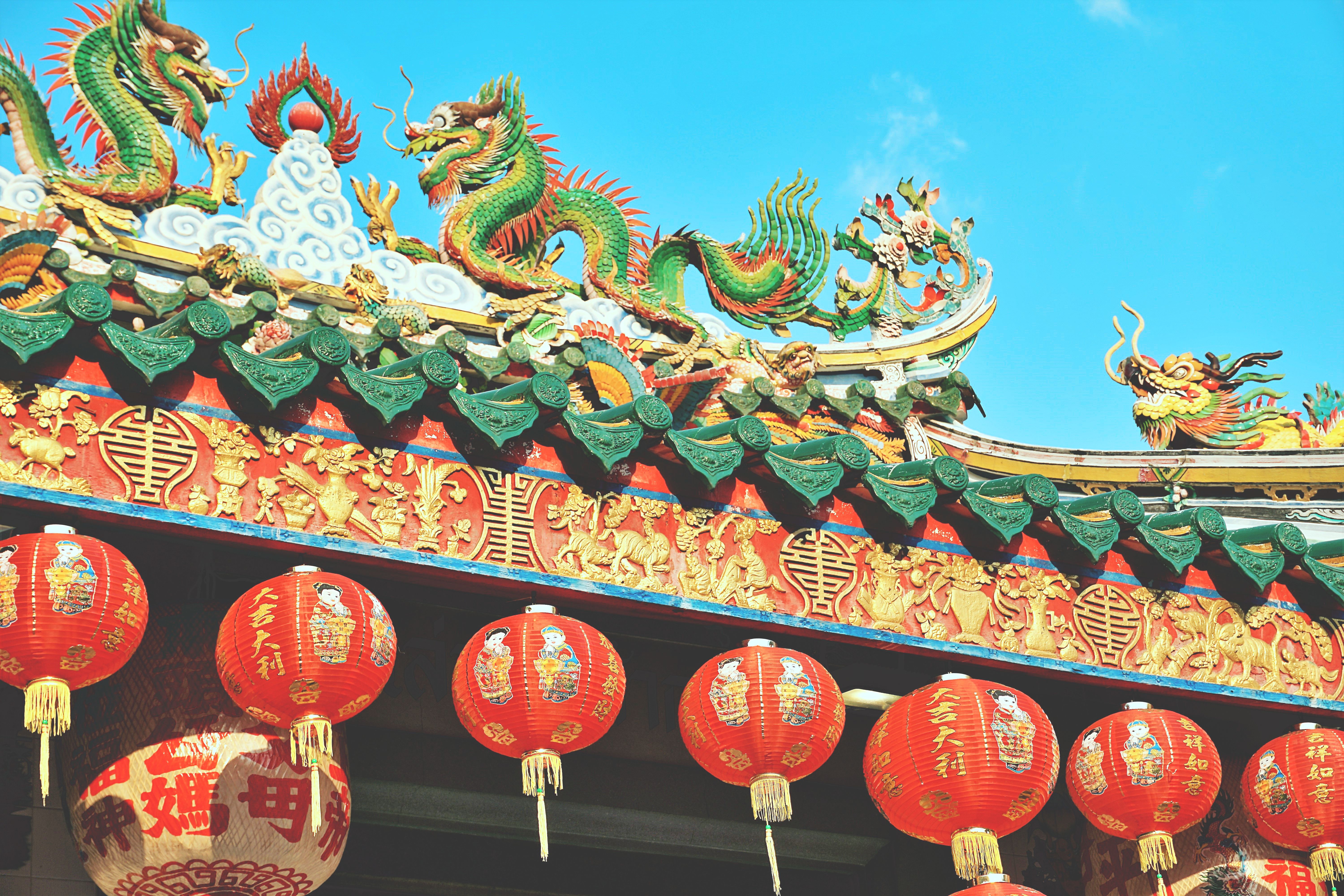 Colorful Chinese Temple Rooftop in Bangkok · Free Stock Photo