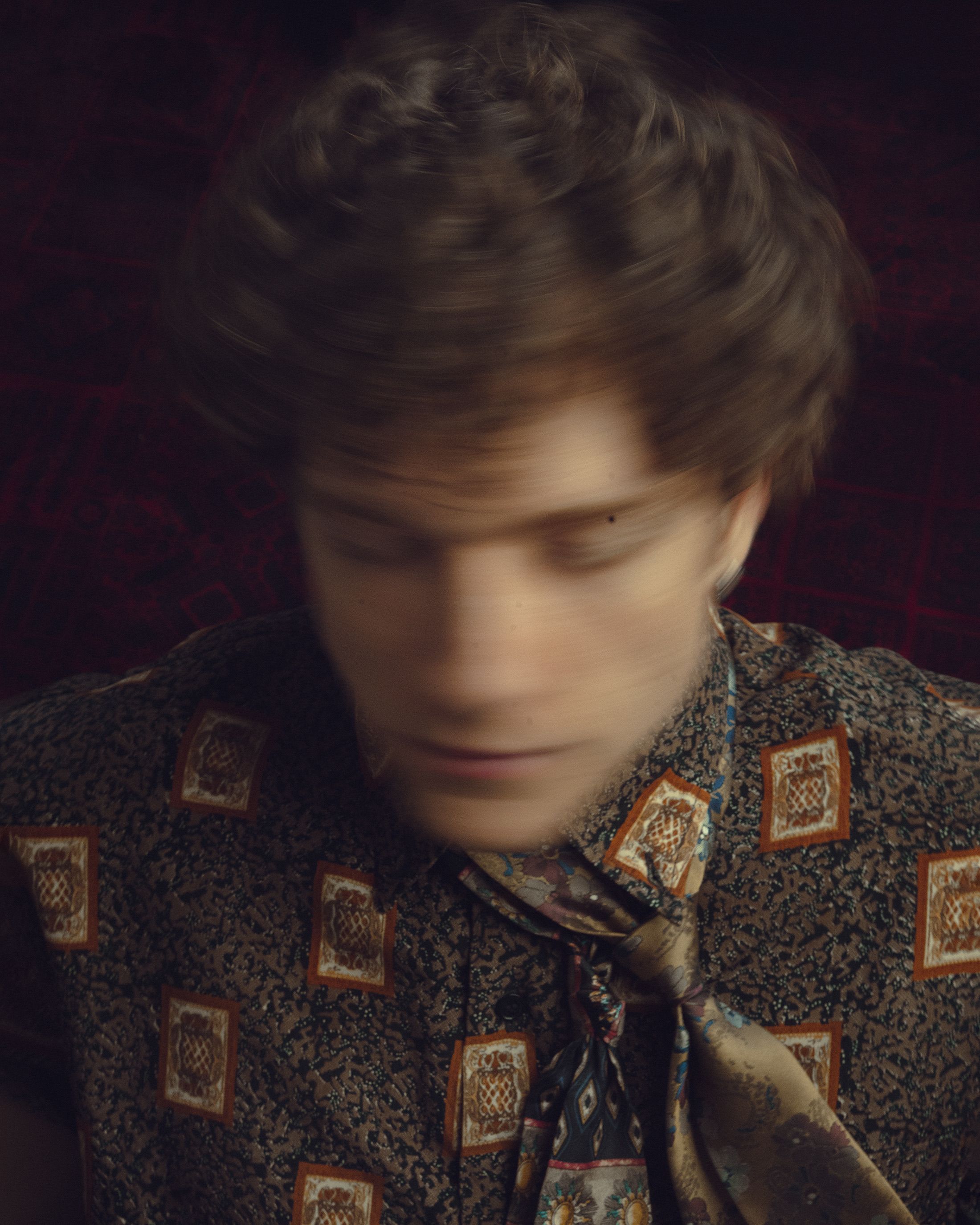 Artistic Portrait with Vintage Patterned Attire · Free Stock Photo