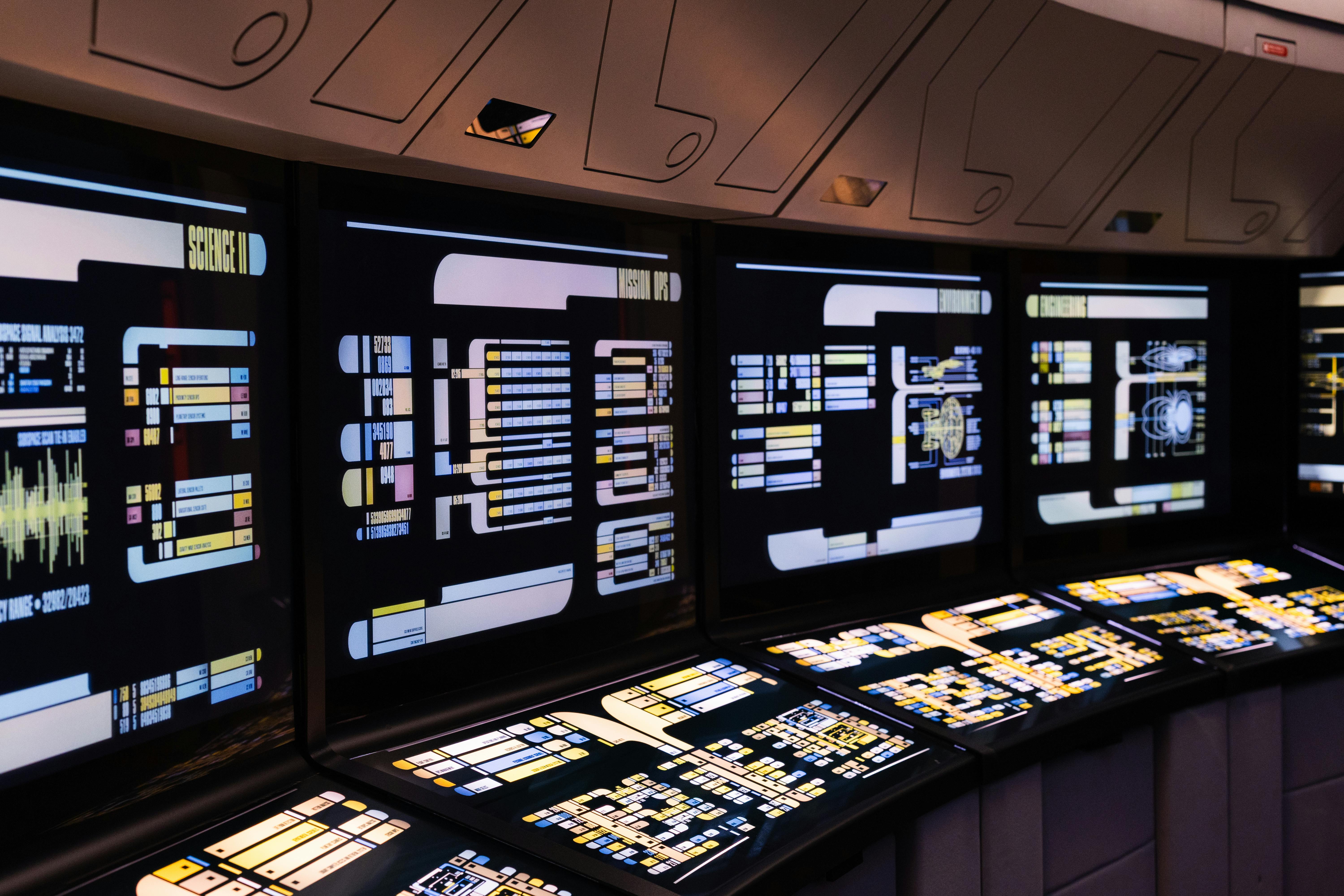 Futuristic Command Station with Digital Displays · Free Stock Photo