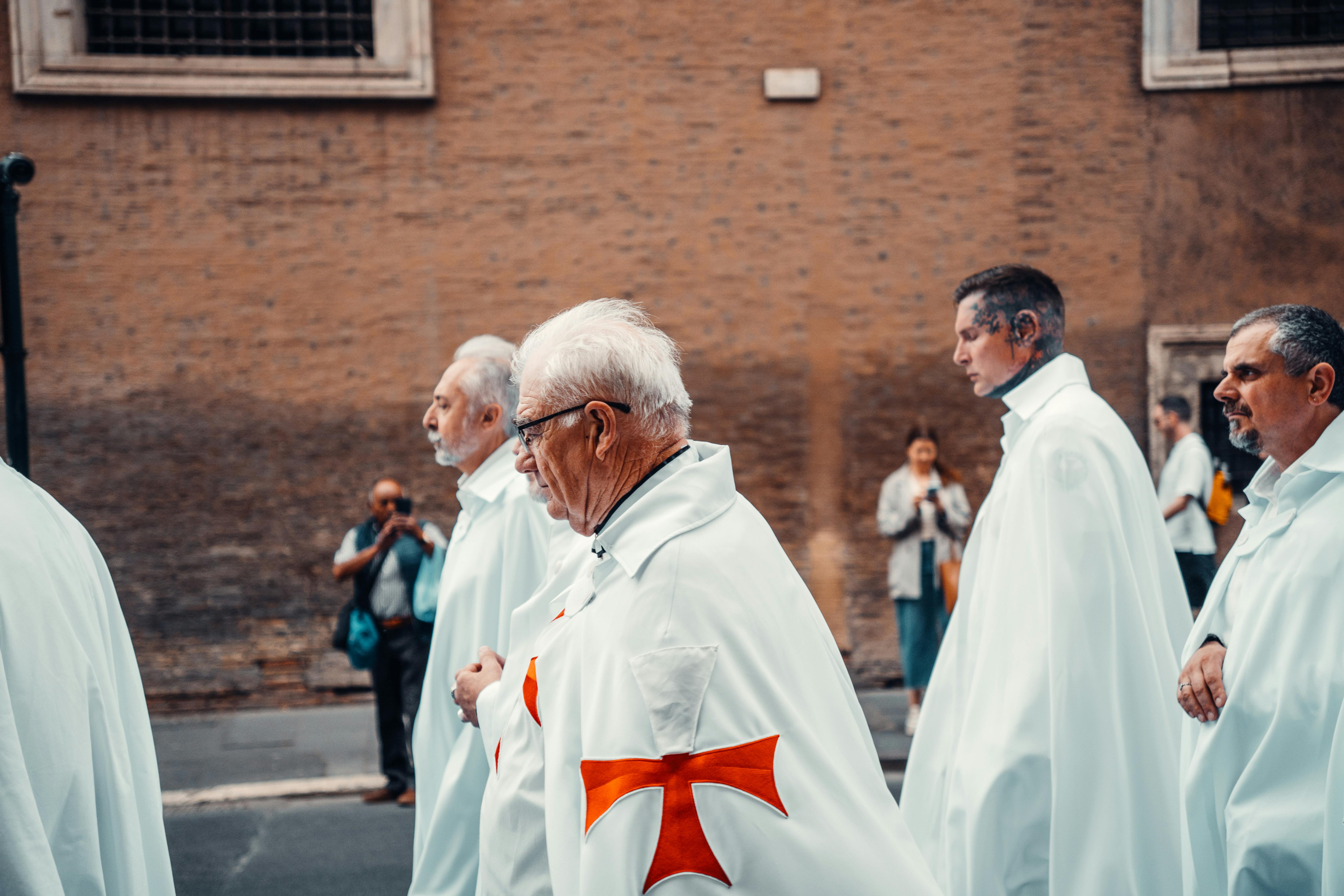 Religious Procession with Knights Templar Cloaks · Free Stock Photo