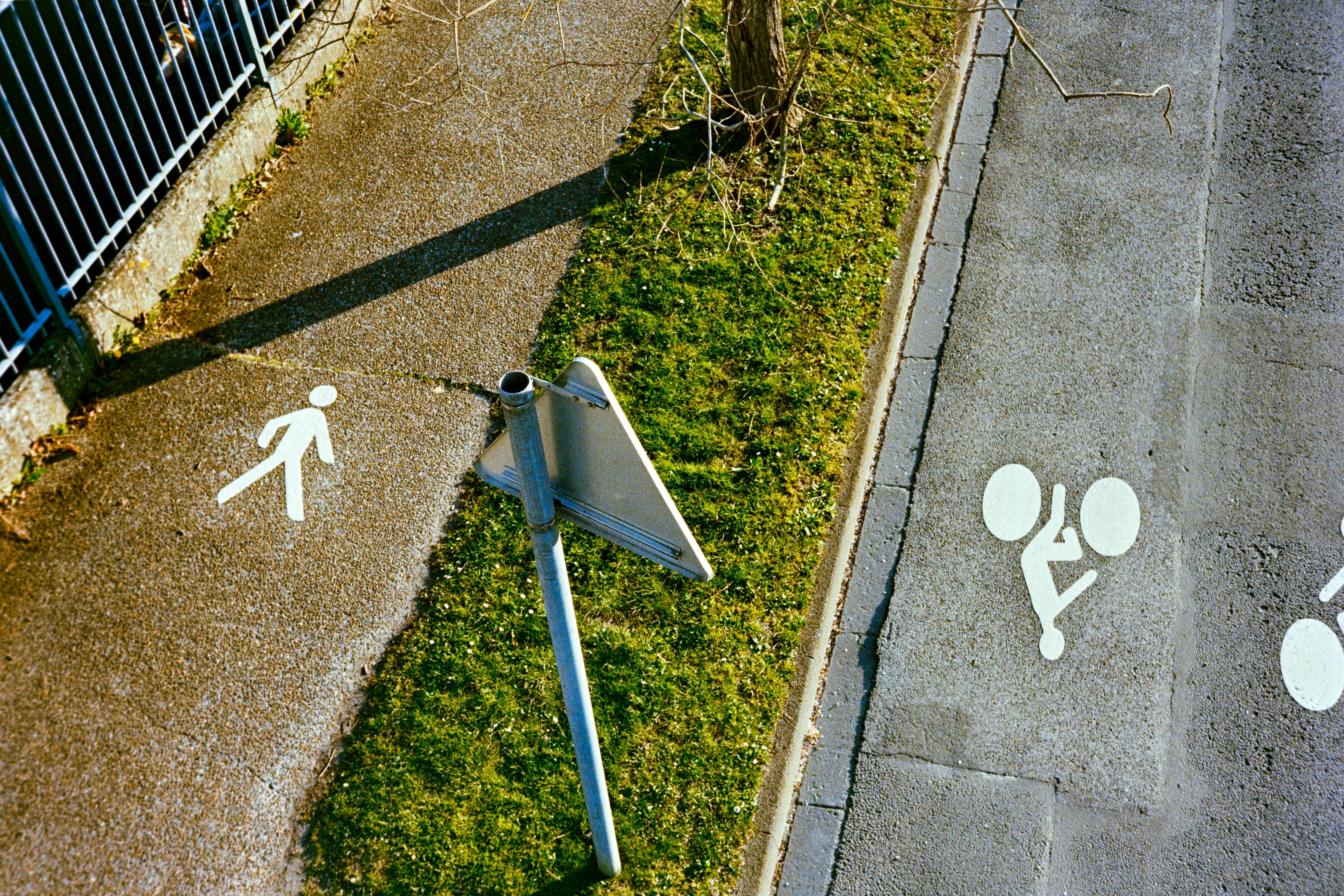 Aerial View of Urban Pathway with Road Markings · Free Stock Photo