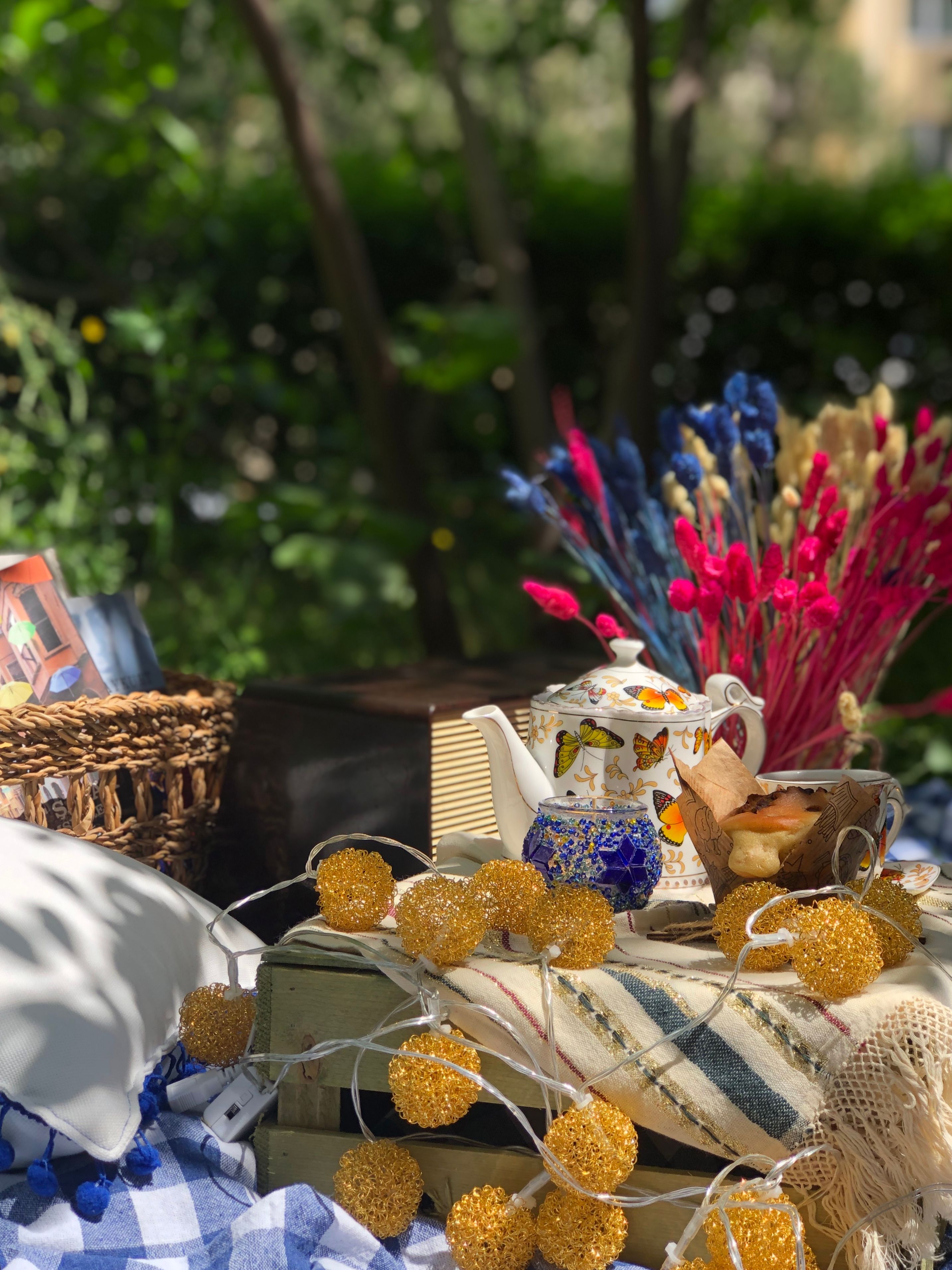 Charming Outdoor Picnic with Tea Set and Decor · Free Stock Photo