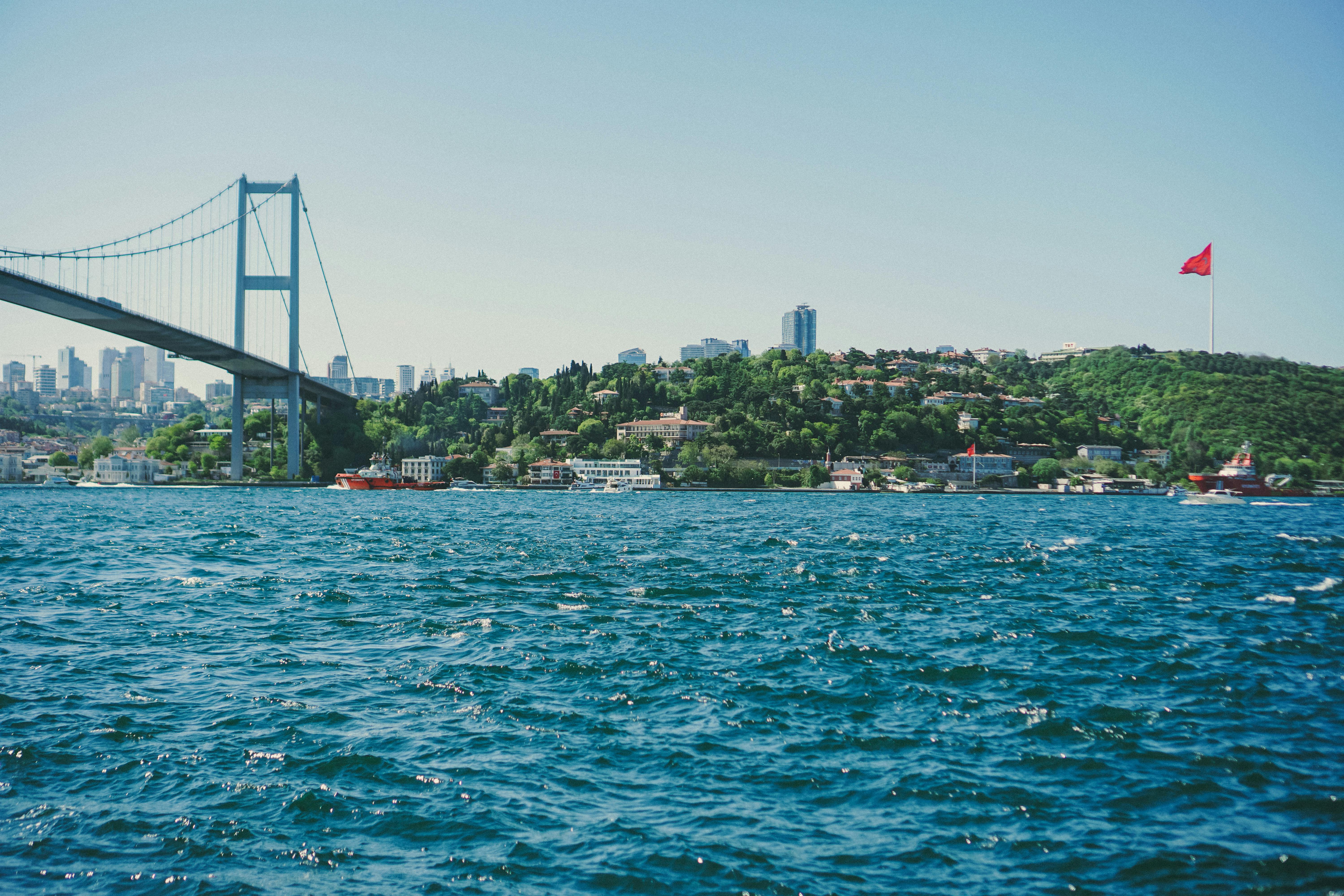 Bosphorus Strait with Bridge and Istanbul Cityscape · Free Stock Photo