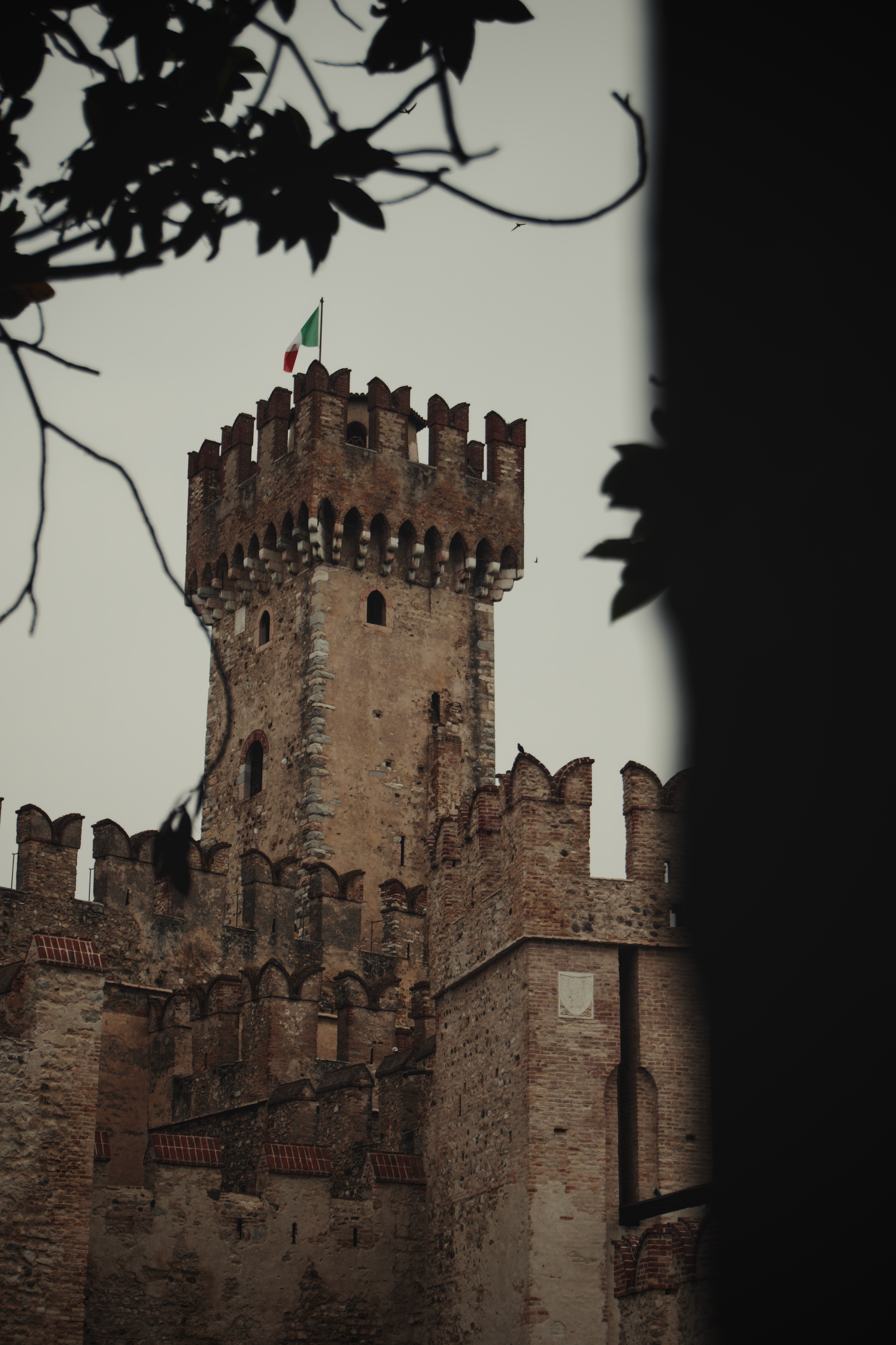 Medieval Castle Tower with Italian Flag · Free Stock Photo