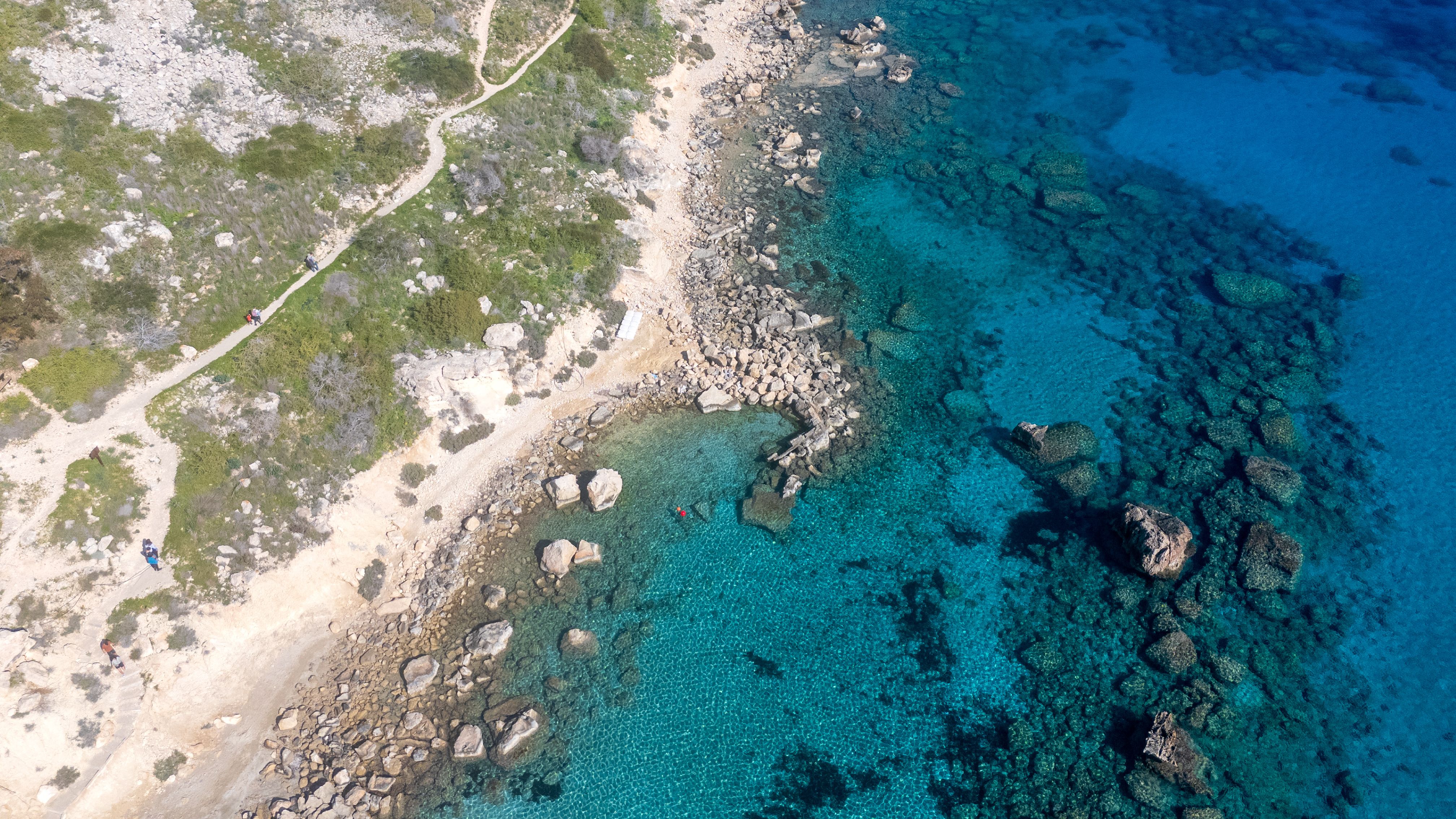 Stunning Aerial View of Cyprus Coastline and Crystal Clear Waters ...