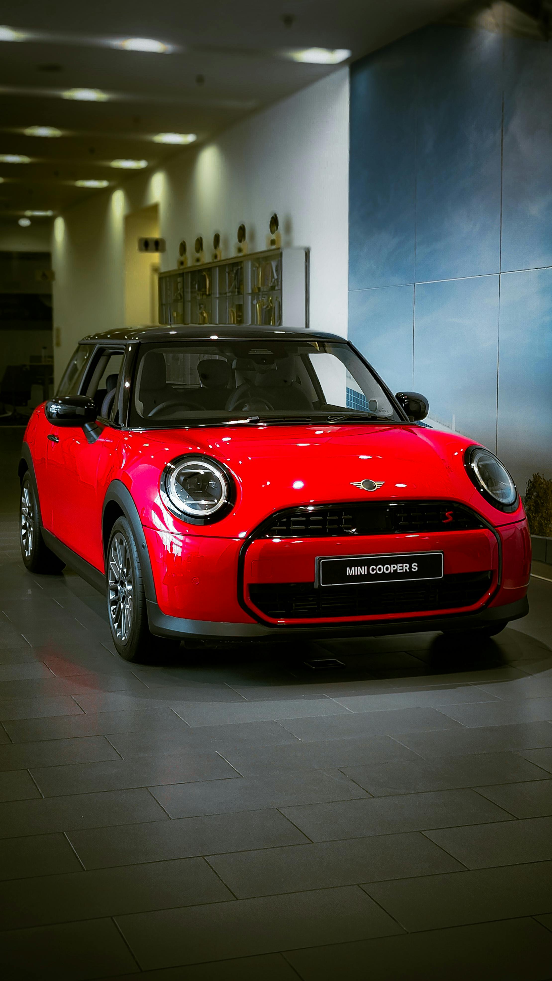 Red Mini Cooper S in Showroom Lighting · Free Stock Photo